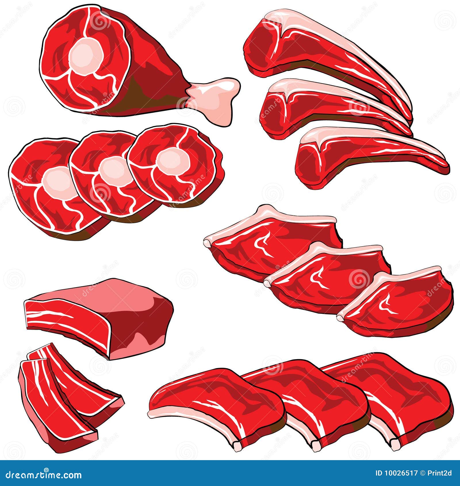 Raw meat stock vector. Illustration of meat, icons, pork - 10026517