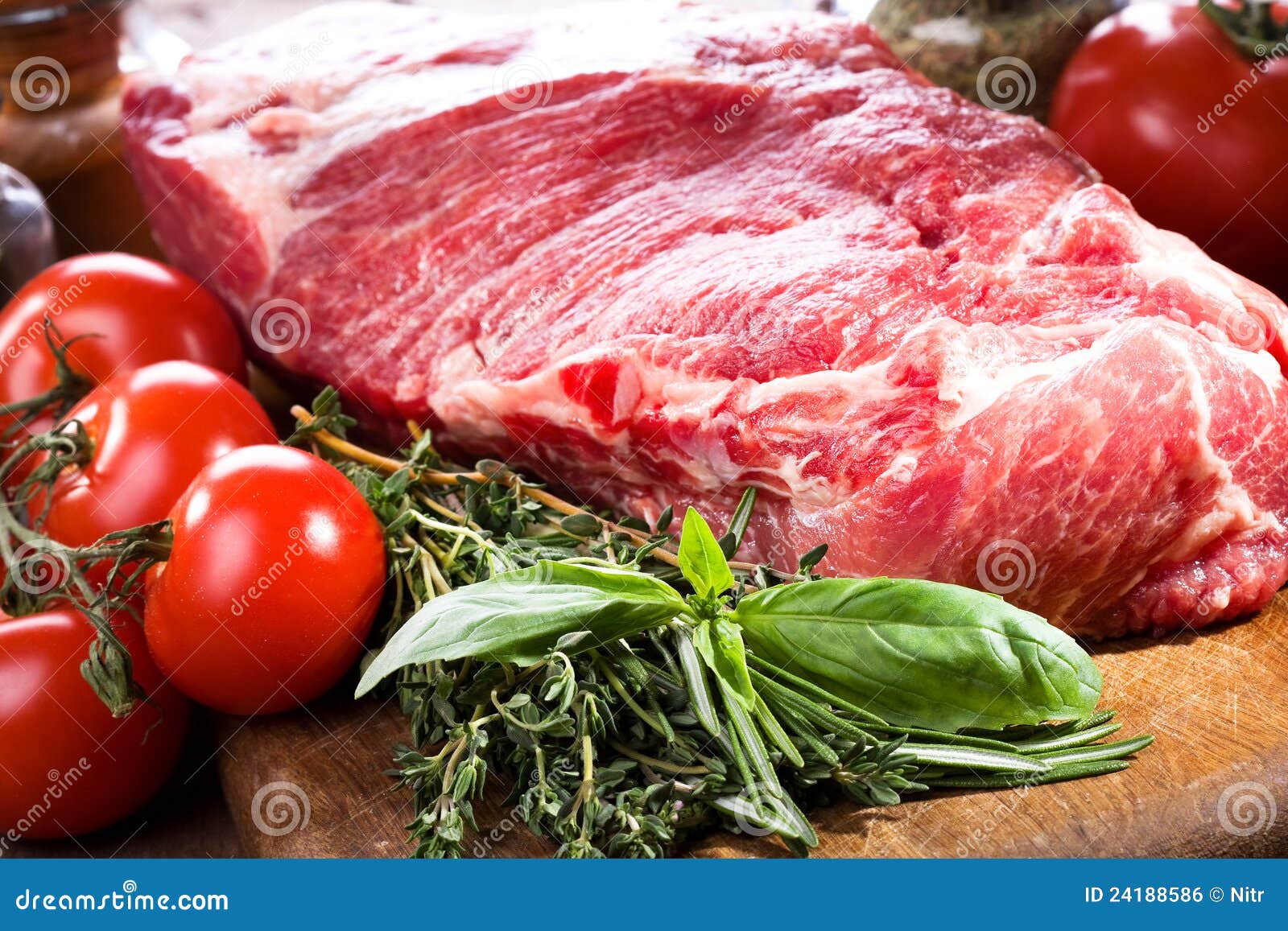Raw meat stock photo. Image of thyme, basil, beef, aroma - 24188586
