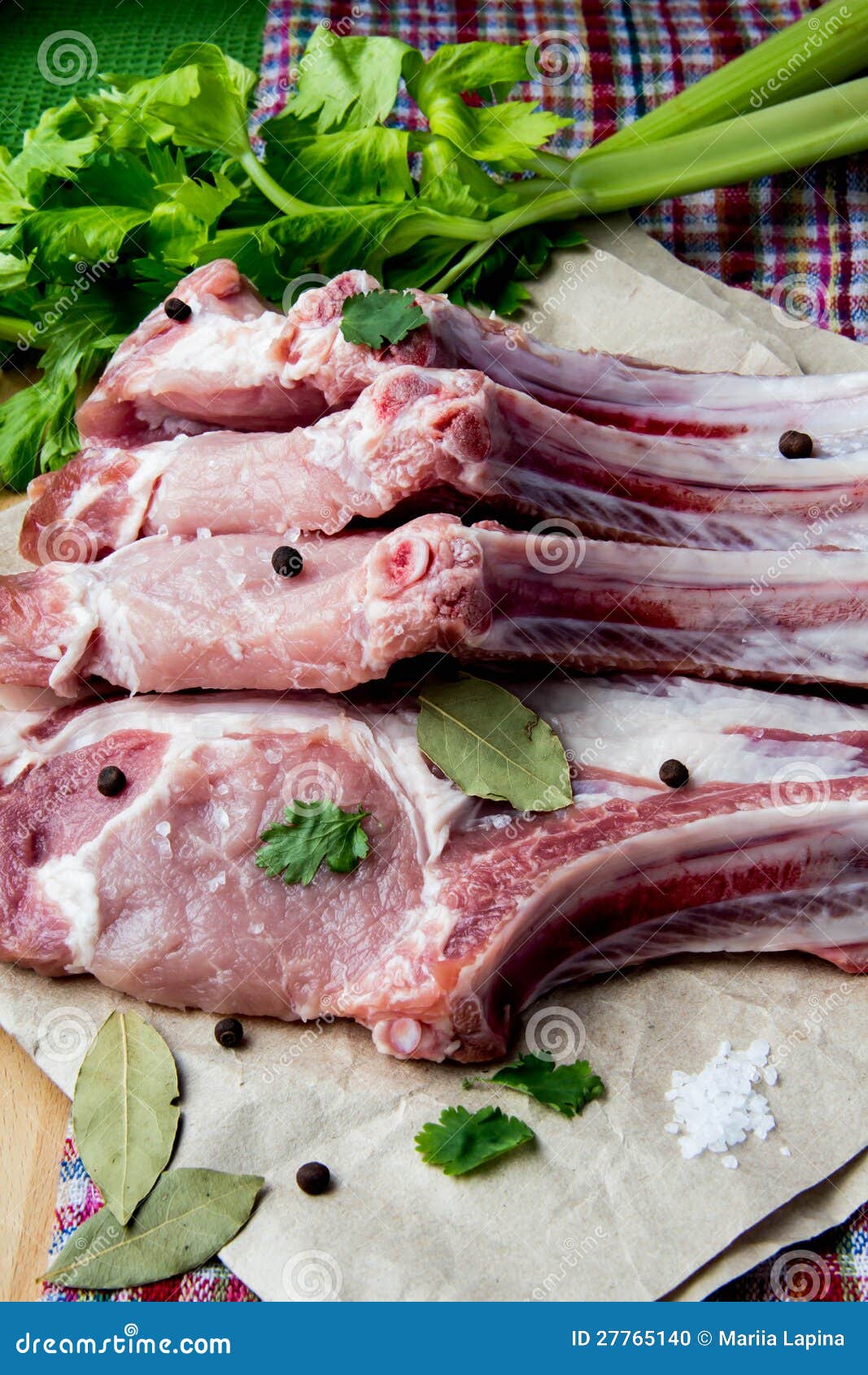 Raw meat stock photo. Image of delicious, pork, green - 27765140