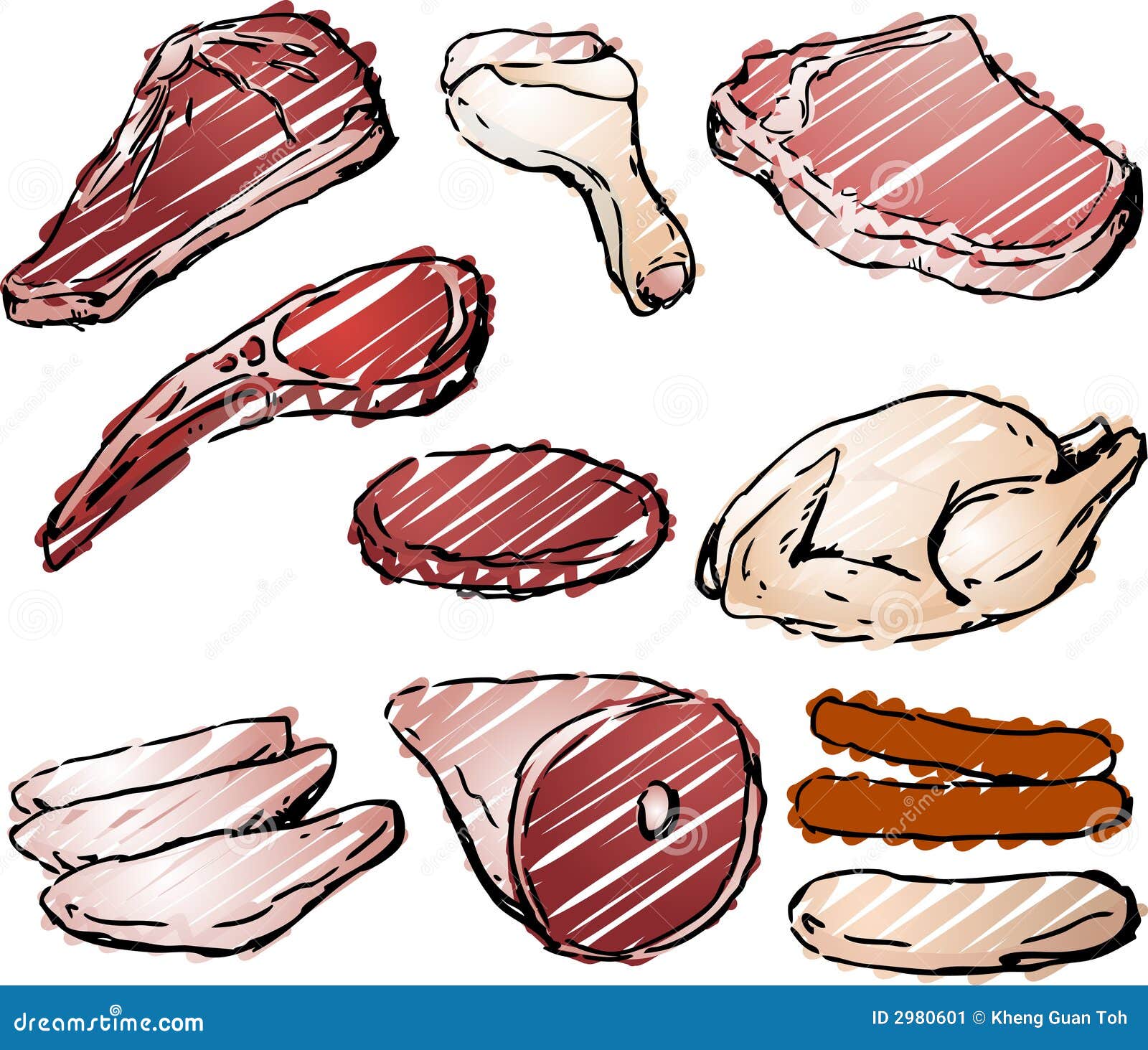 Raw Meat stock vector. Illustration of drawn, chop, meat - 2980601