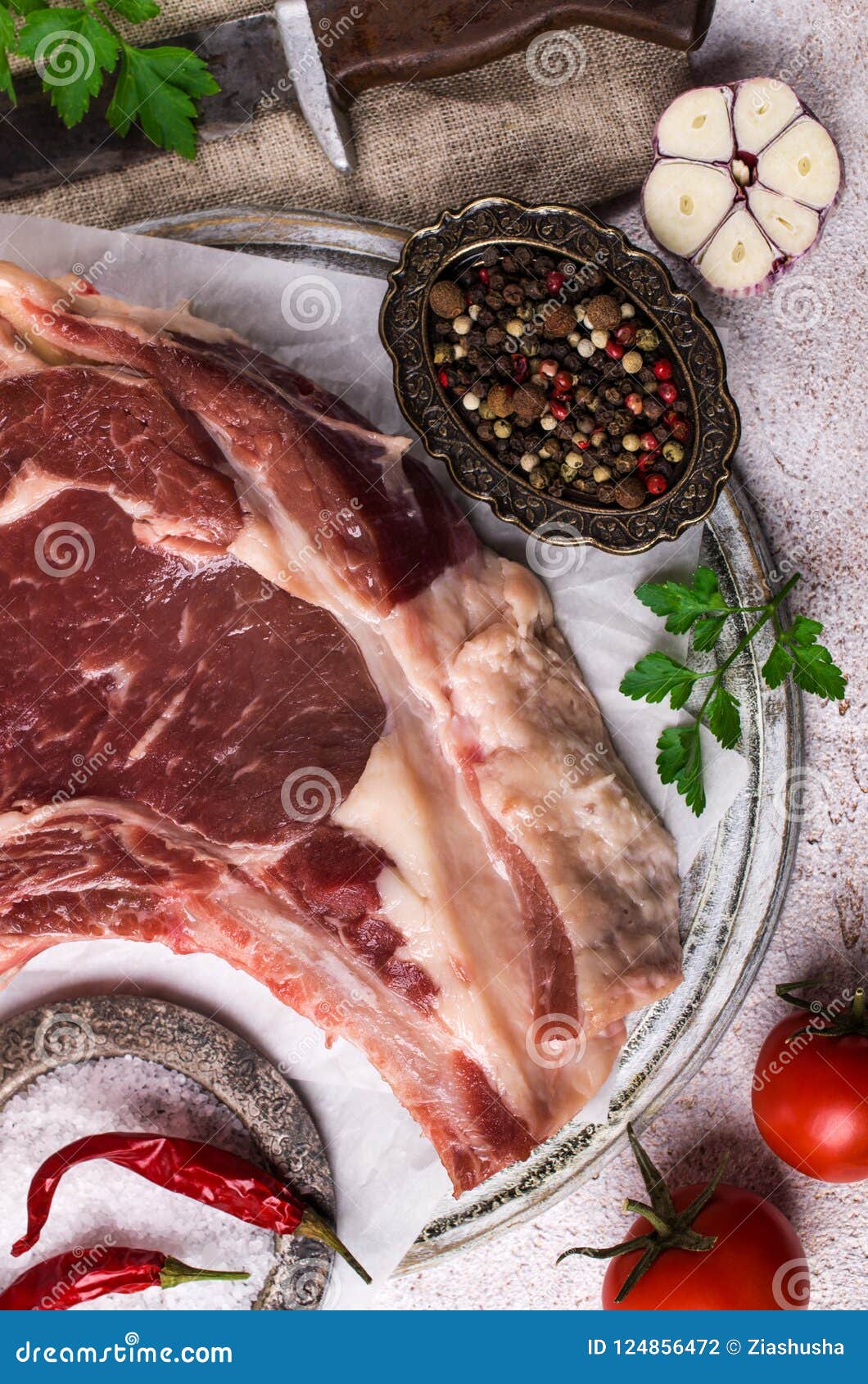 Raw meat with bones stock photo. Image of chilled, fillet - 124856472
