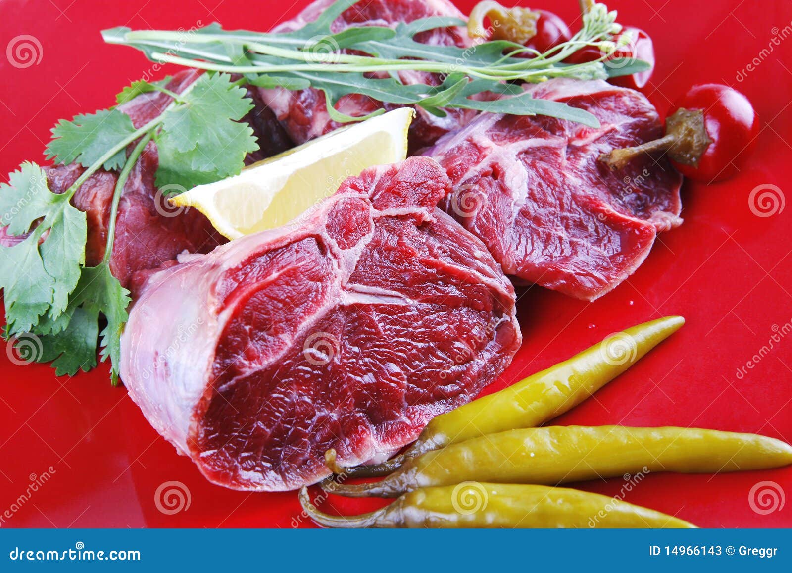 Raw Meat Chunk on Red Plate Stock Image - Image of food, group: 14966143