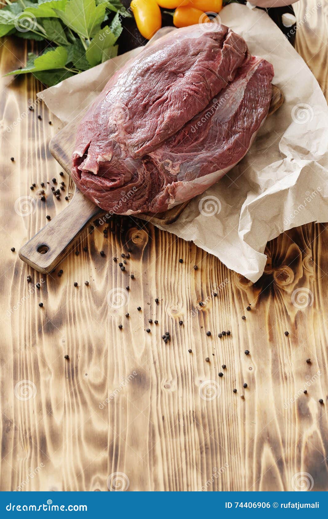 Raw meat stock photo. Image of cookery, portion, paprika - 74406906