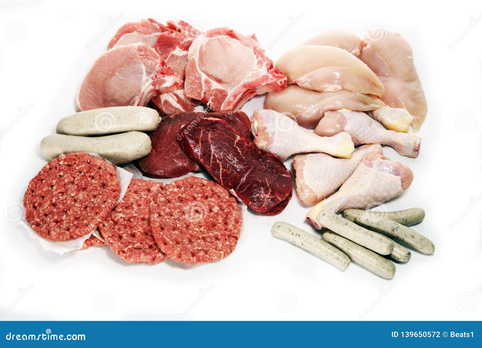 Raw Meat. Different Types of Raw Pork Meat, Chicken and Beef Stock ...