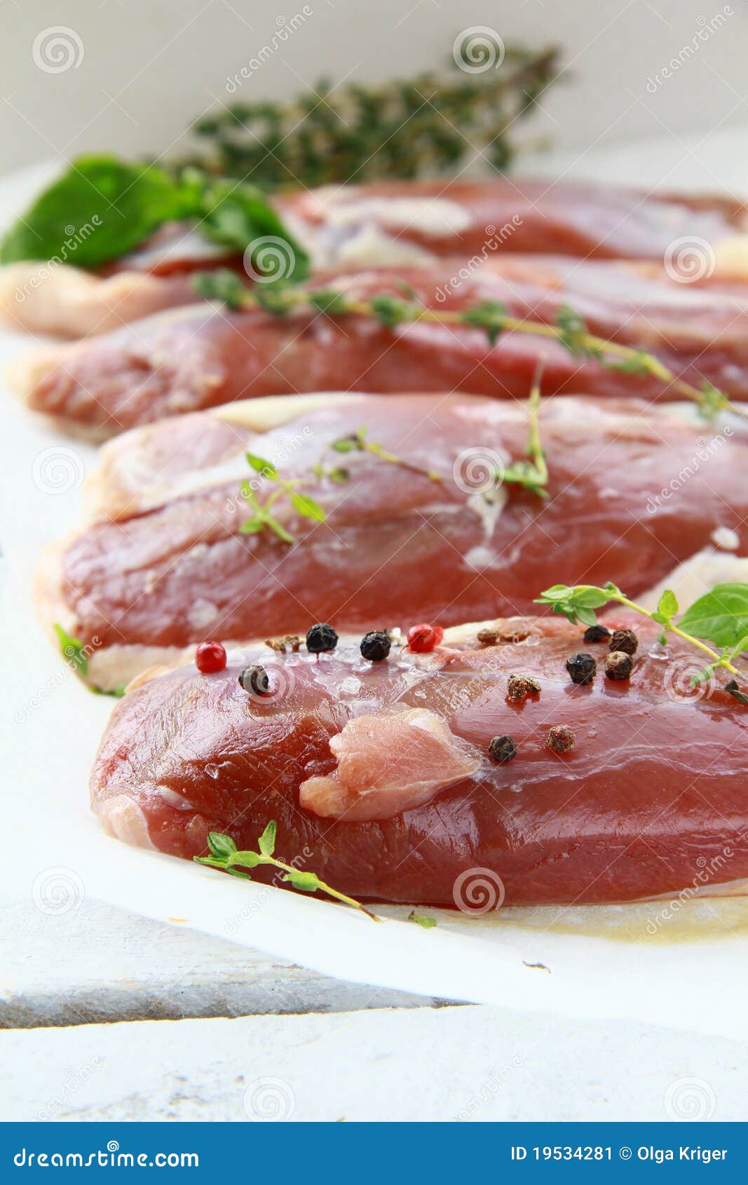 Raw Meat, Duck Fillet with Spices Stock Image - Image of animal ...