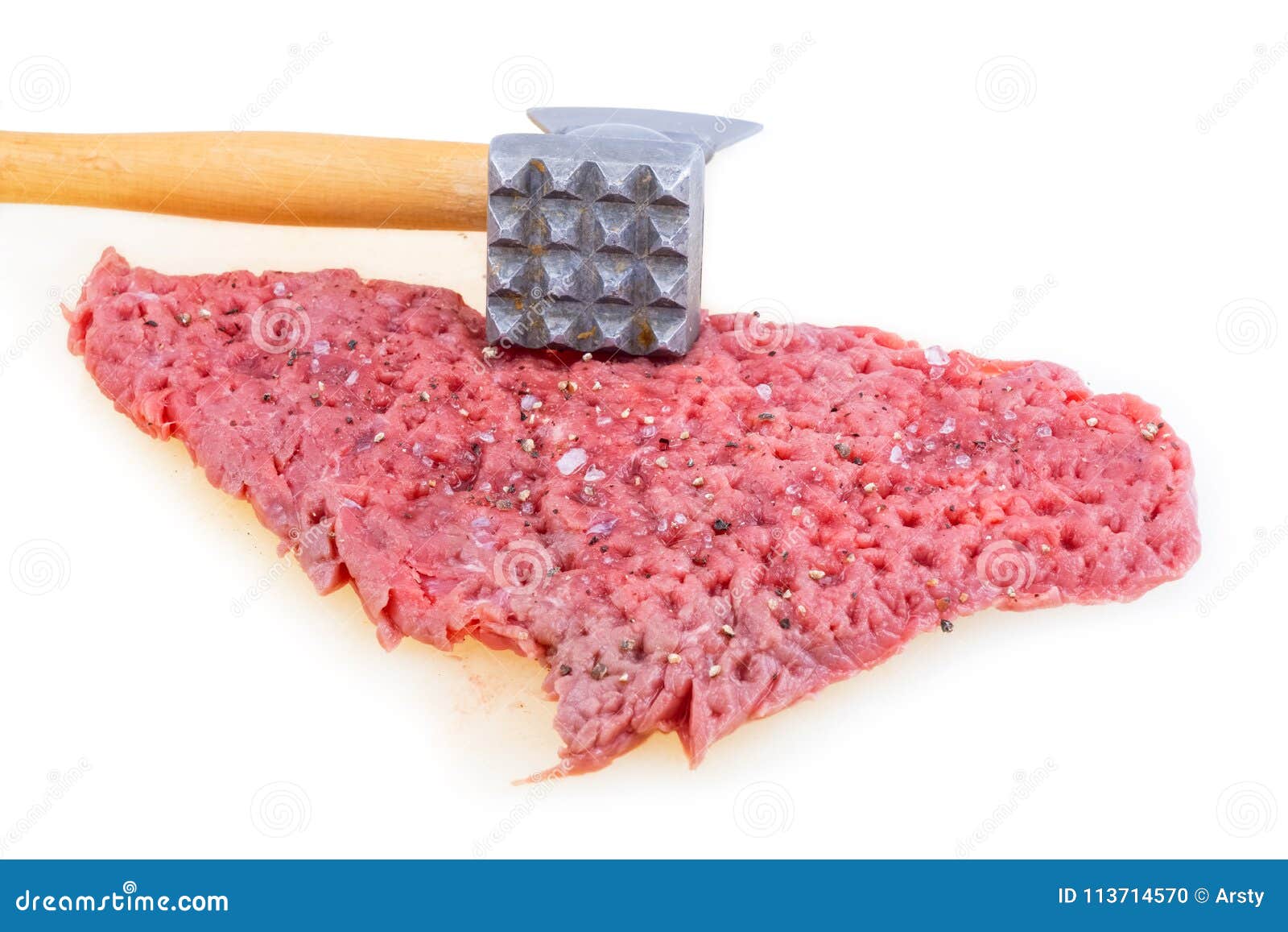 Raw meat and hammer stock photo. Image of fresh, mallet - 113714570