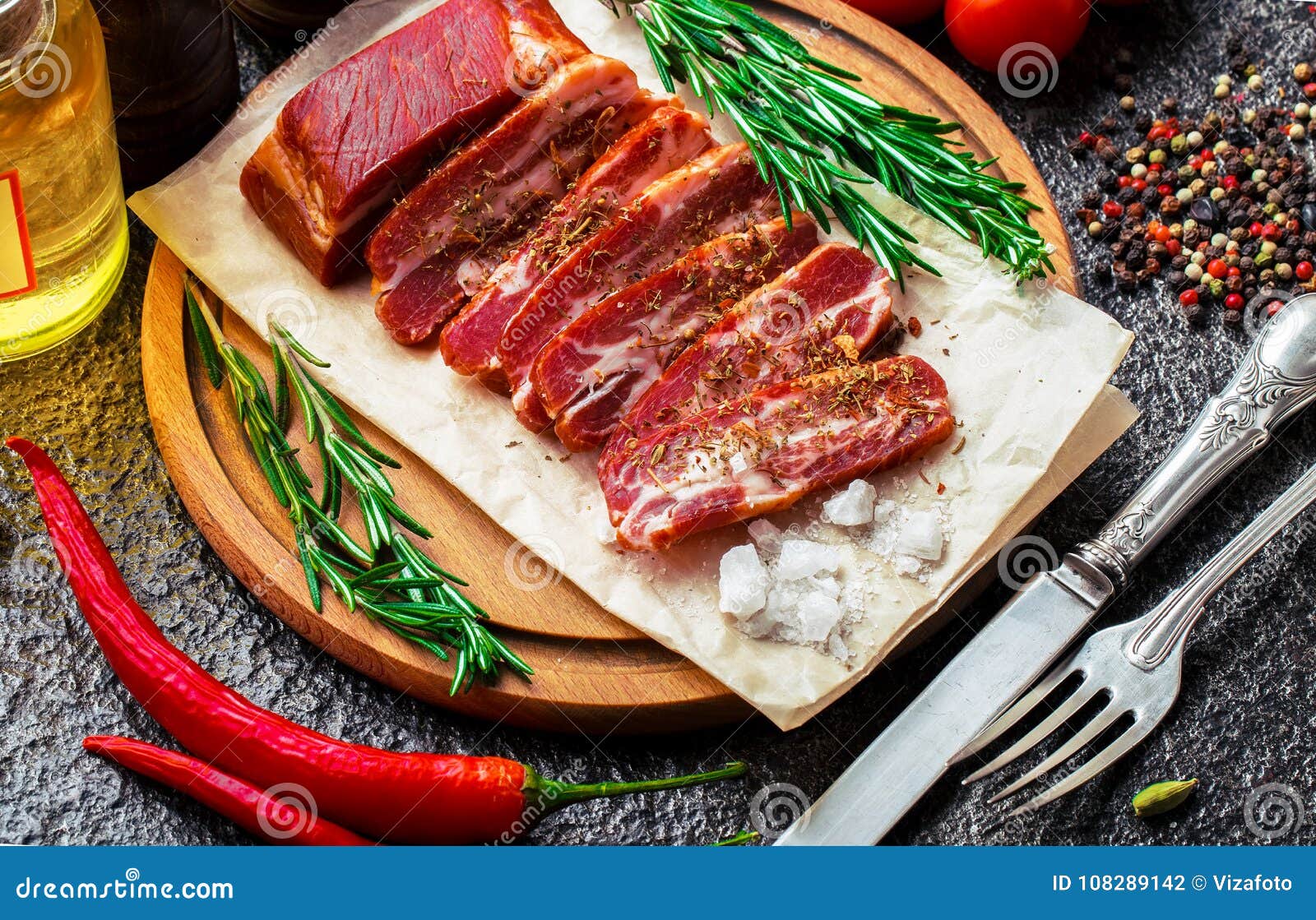 Raw meat on the kitchen stock photo. Image of horizontal - 108289142