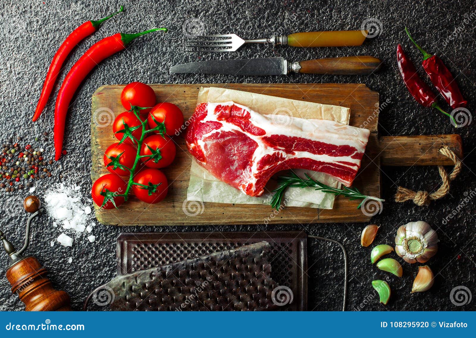 Raw meat on the kitchen stock photo. Image of filet - 108295920