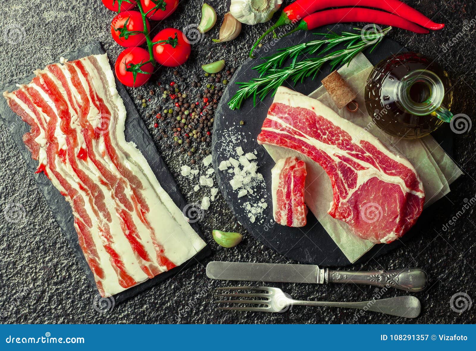Raw meat on the kitchen stock image. Image of bone, fresh - 108291357