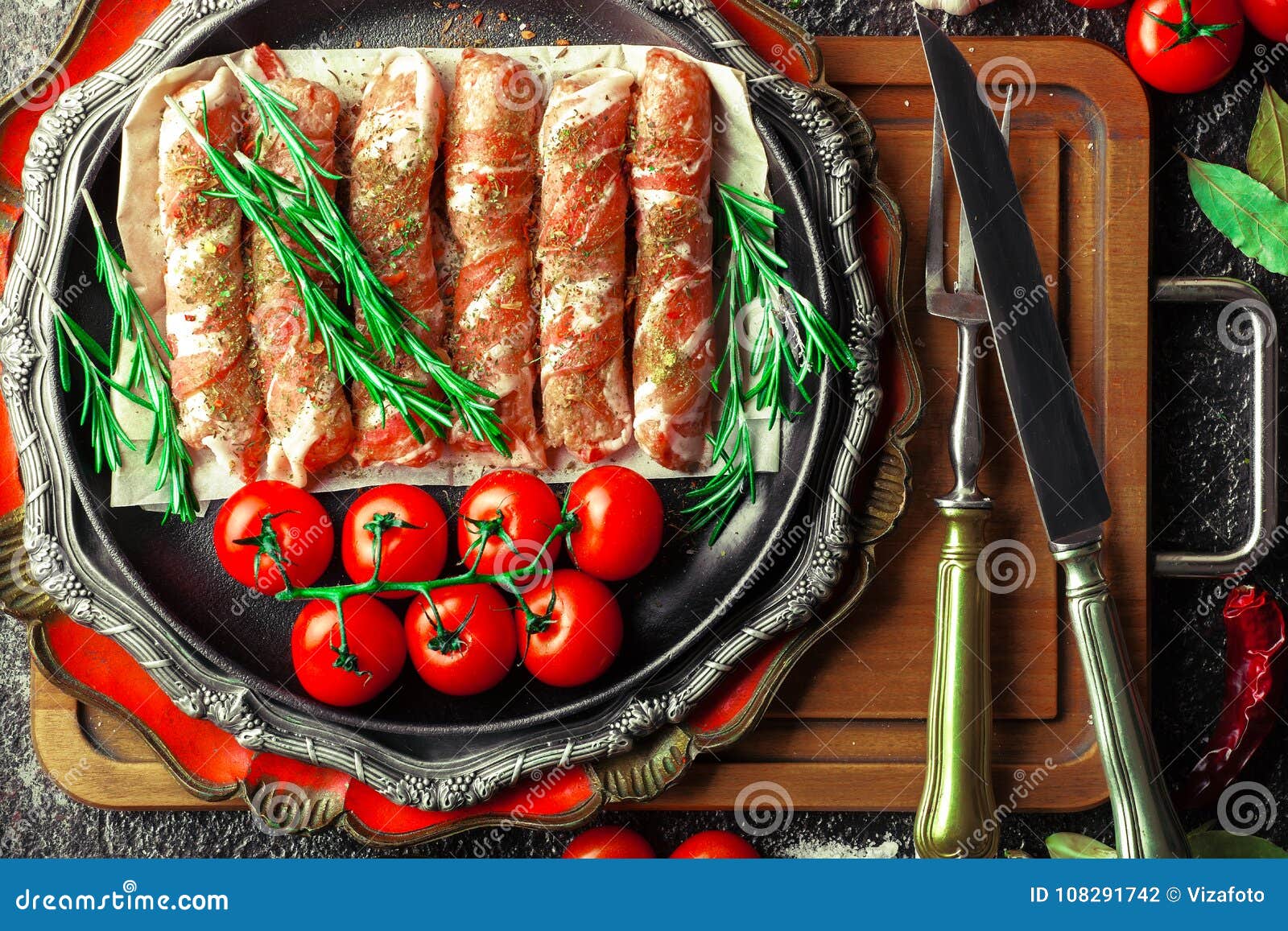Raw meat on the kitchen stock photo. Image of food, dinner - 108291742
