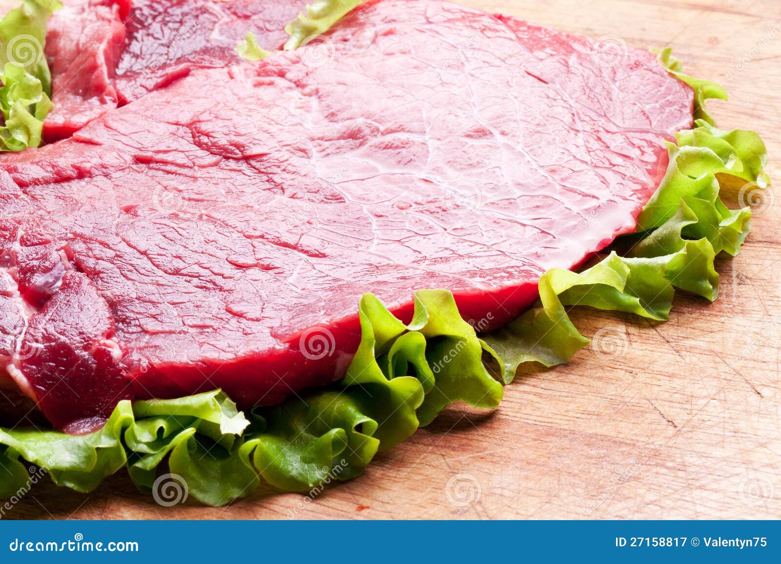 Raw Meat on Lettuce Leaves. Stock Image - Image of meat, leaf: 27158817