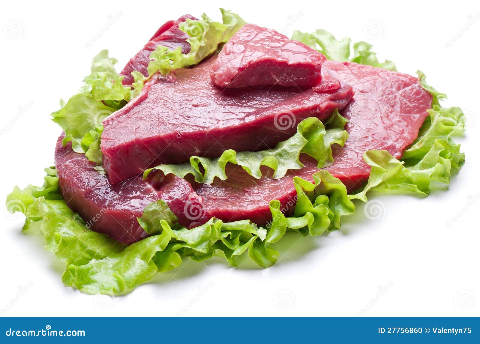 Raw Meat on Lettuce Leaves. Stock Photo - Image of beef, fillet: 27756860