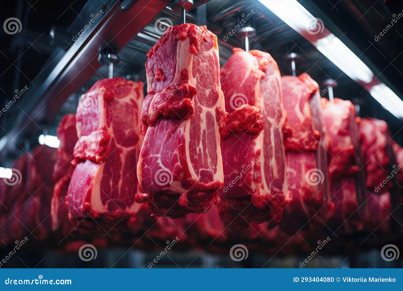 Raw Meat Manufacturing: Inside the Meat Processing Plant Stock ...