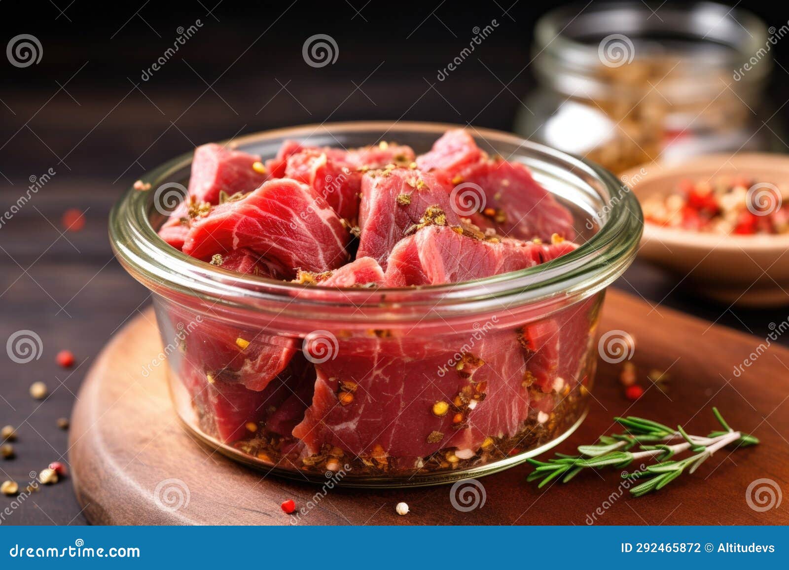 Raw Meat Marinating in a Glass Container Stock Illustration ...