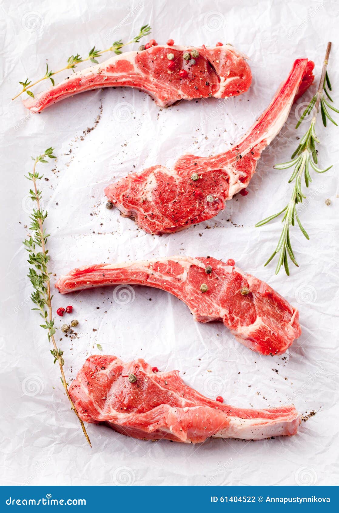 Raw Meat, Mutton, Lamb Rack With Fresh Herbs. Stock Photo - Image of ...