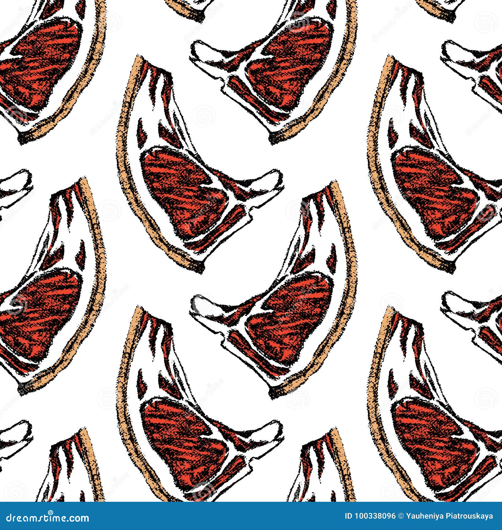 Raw Meat Pattern Stock Vector Illustration Of Fresh 100338096