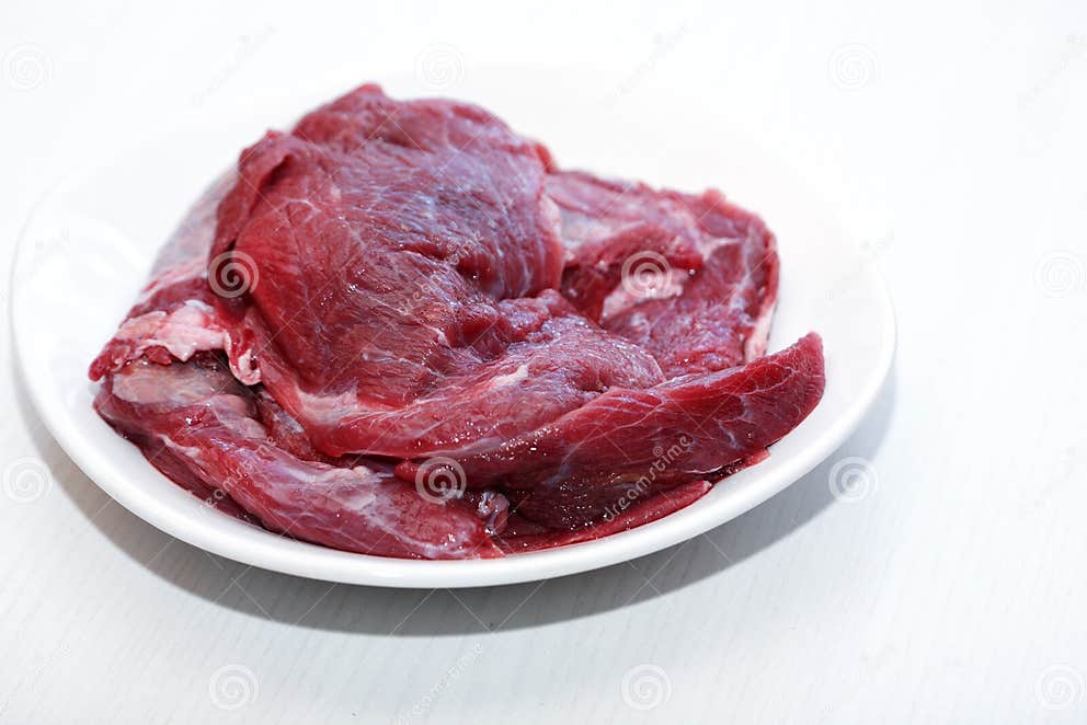 Raw Meat on Plate stock image. Image of kitchen, object - 150985509