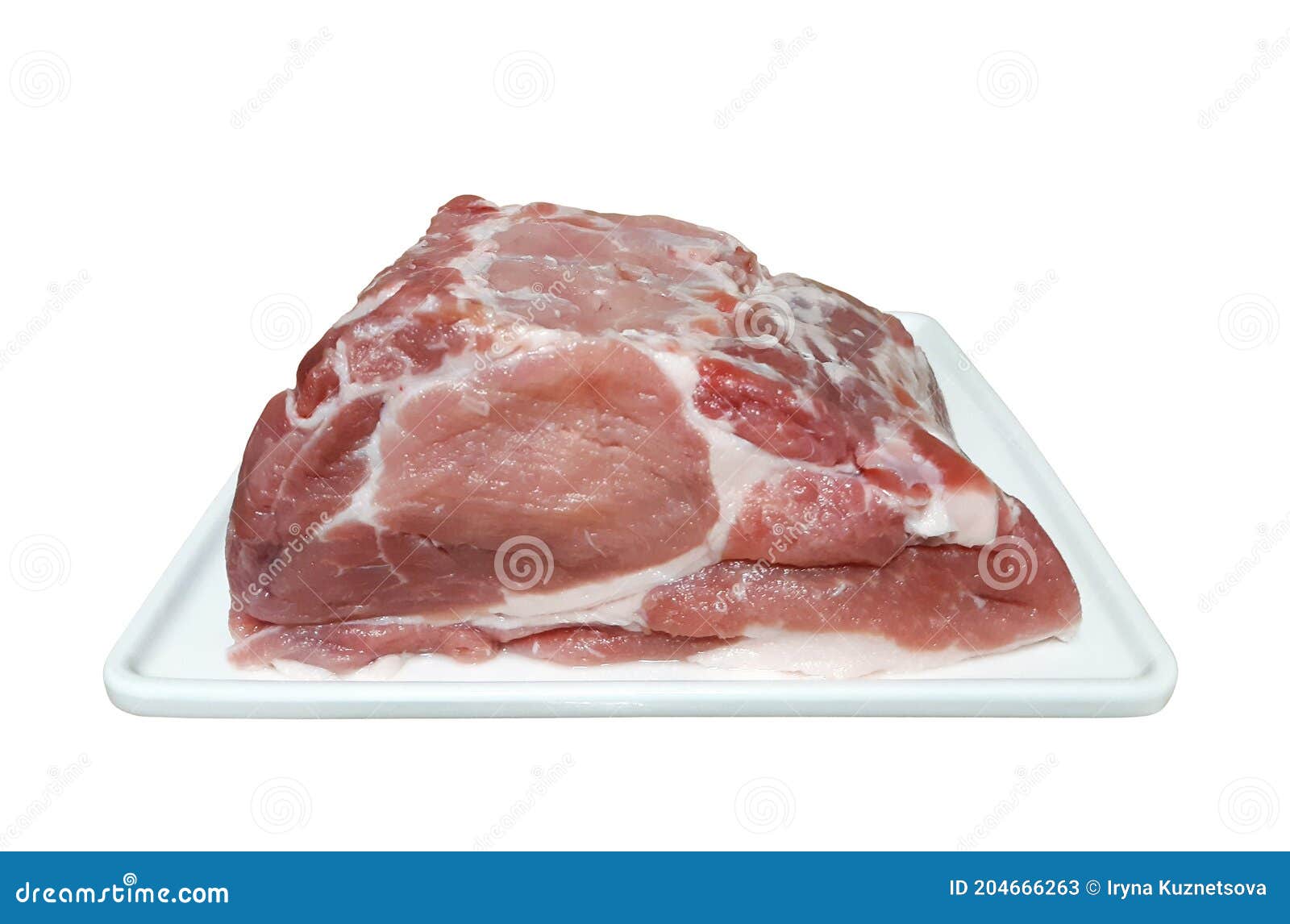 Raw Meat on Plate on White Bg Stock Image - Image of creative, piece ...