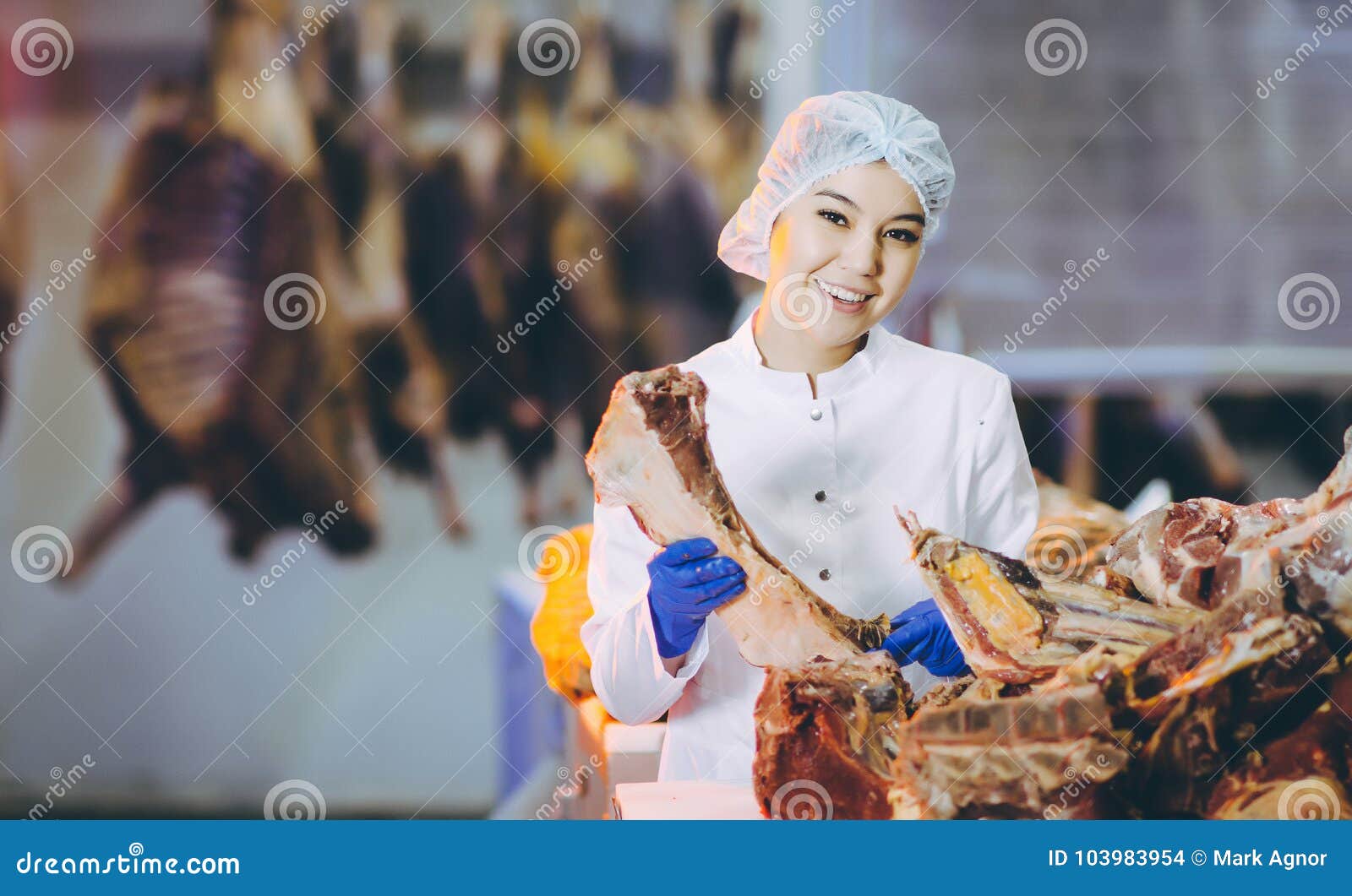 Raw Meat Production Factory Worker Stock Photo - Image of agriculture ...