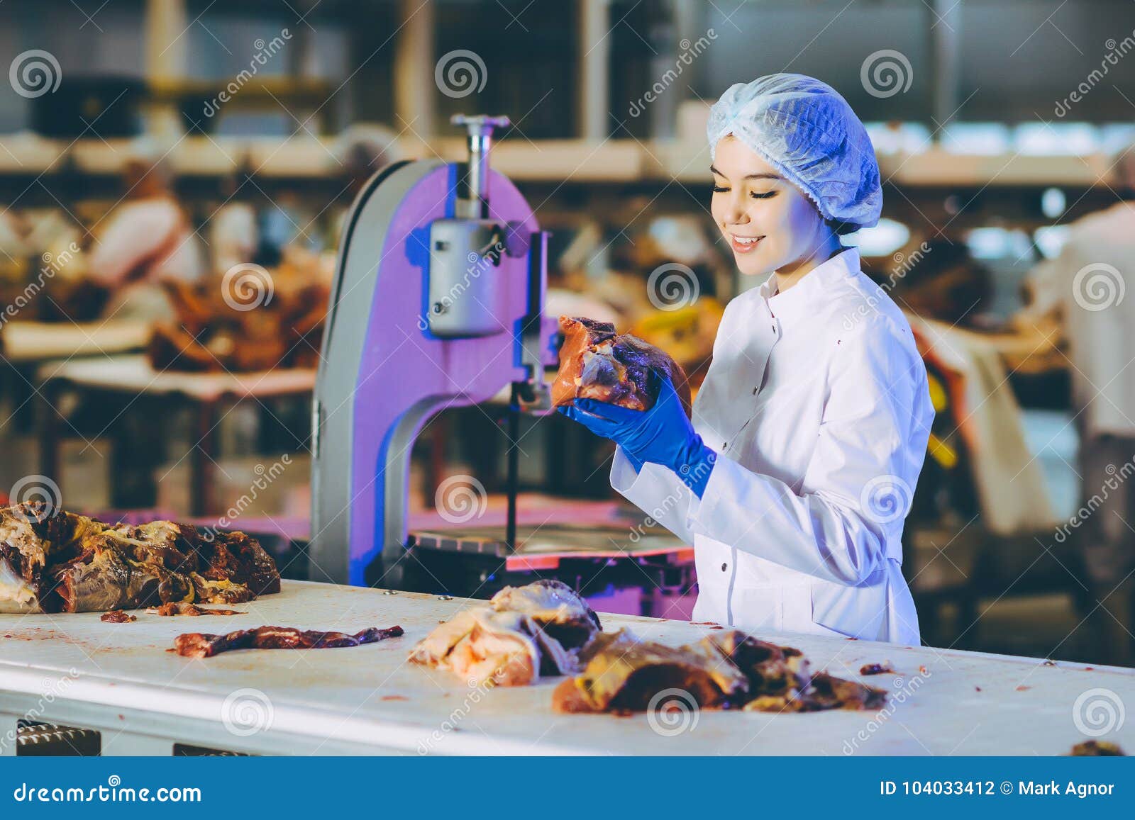 Raw Meat Production Factory Worker Stock Photo - Image of beef, fresh ...