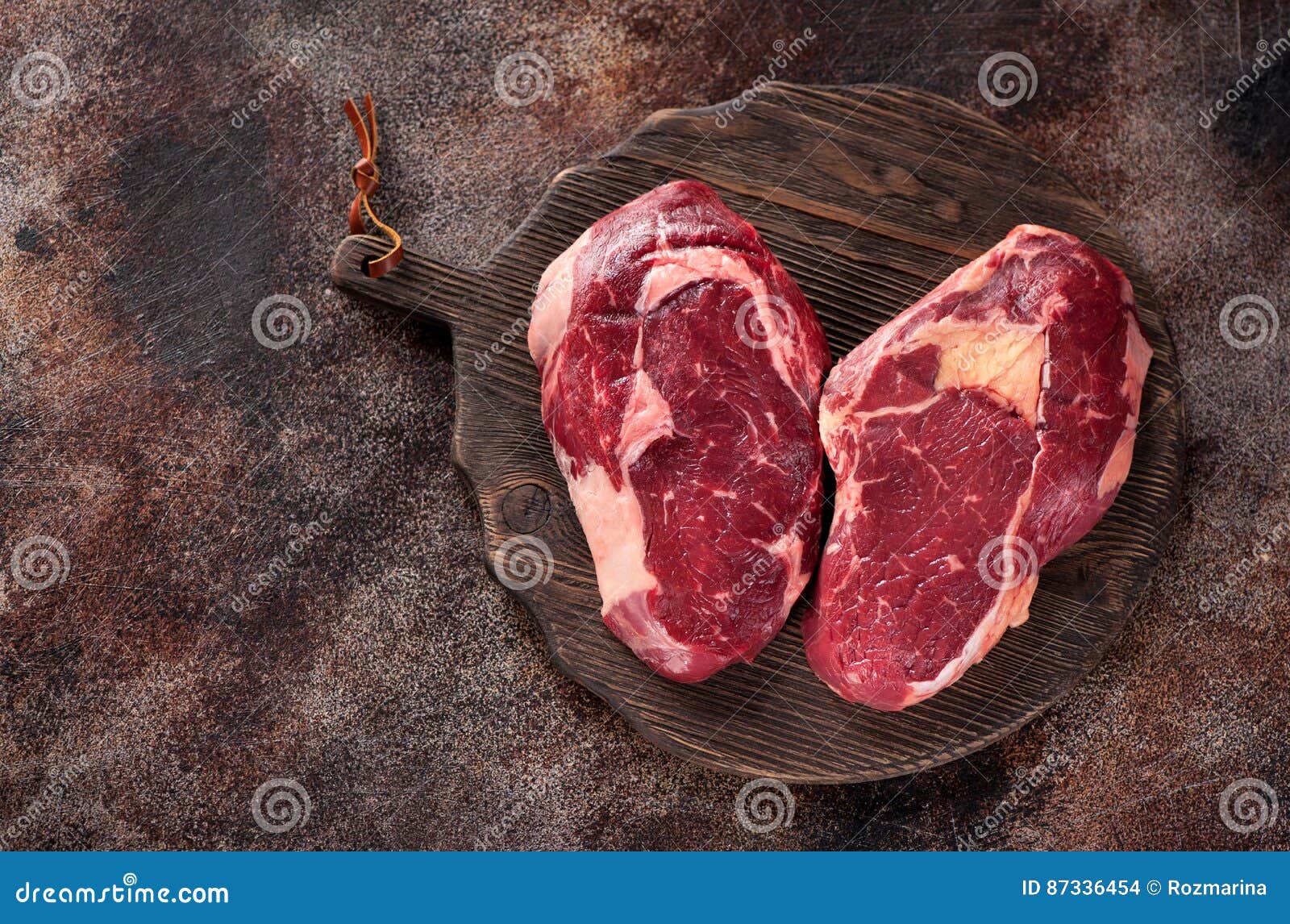 Raw Meat Ribeye Steak Heart Shape Stock Photo - Image of brown ...