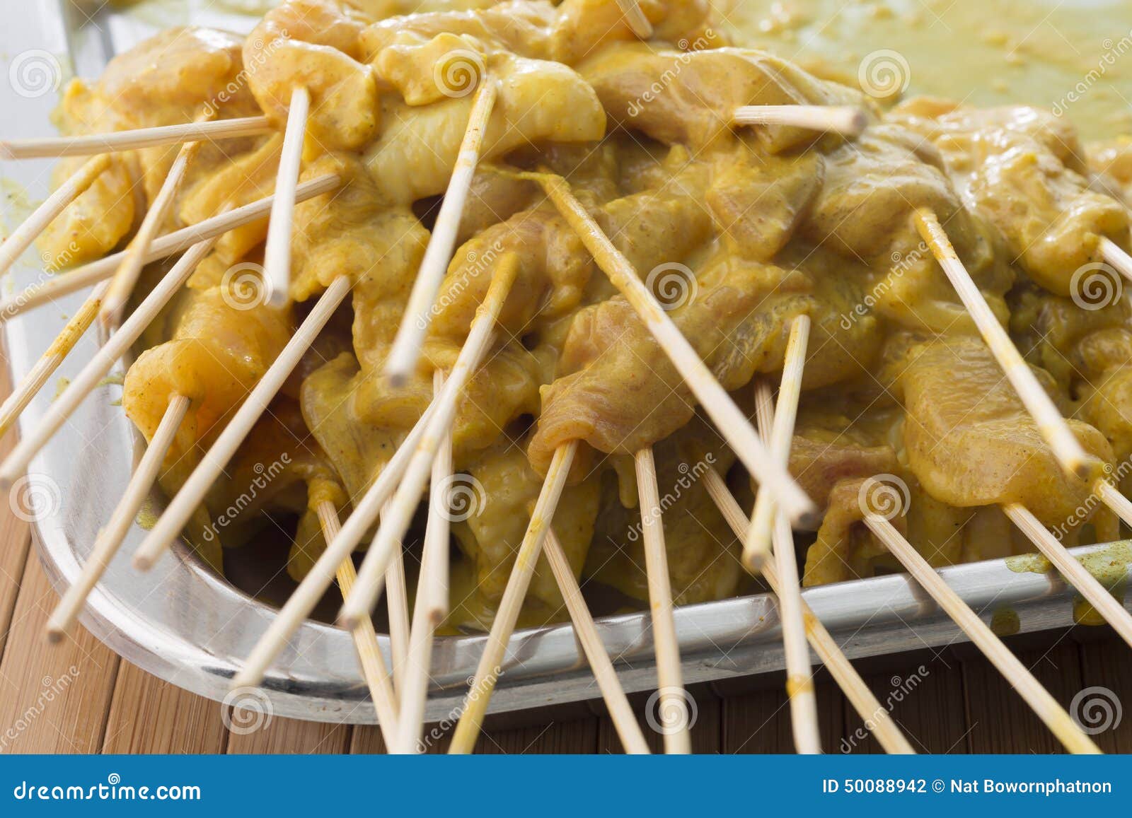 Raw Meat Satay Prepare for Grill Stock Photo - Image of delicious ...