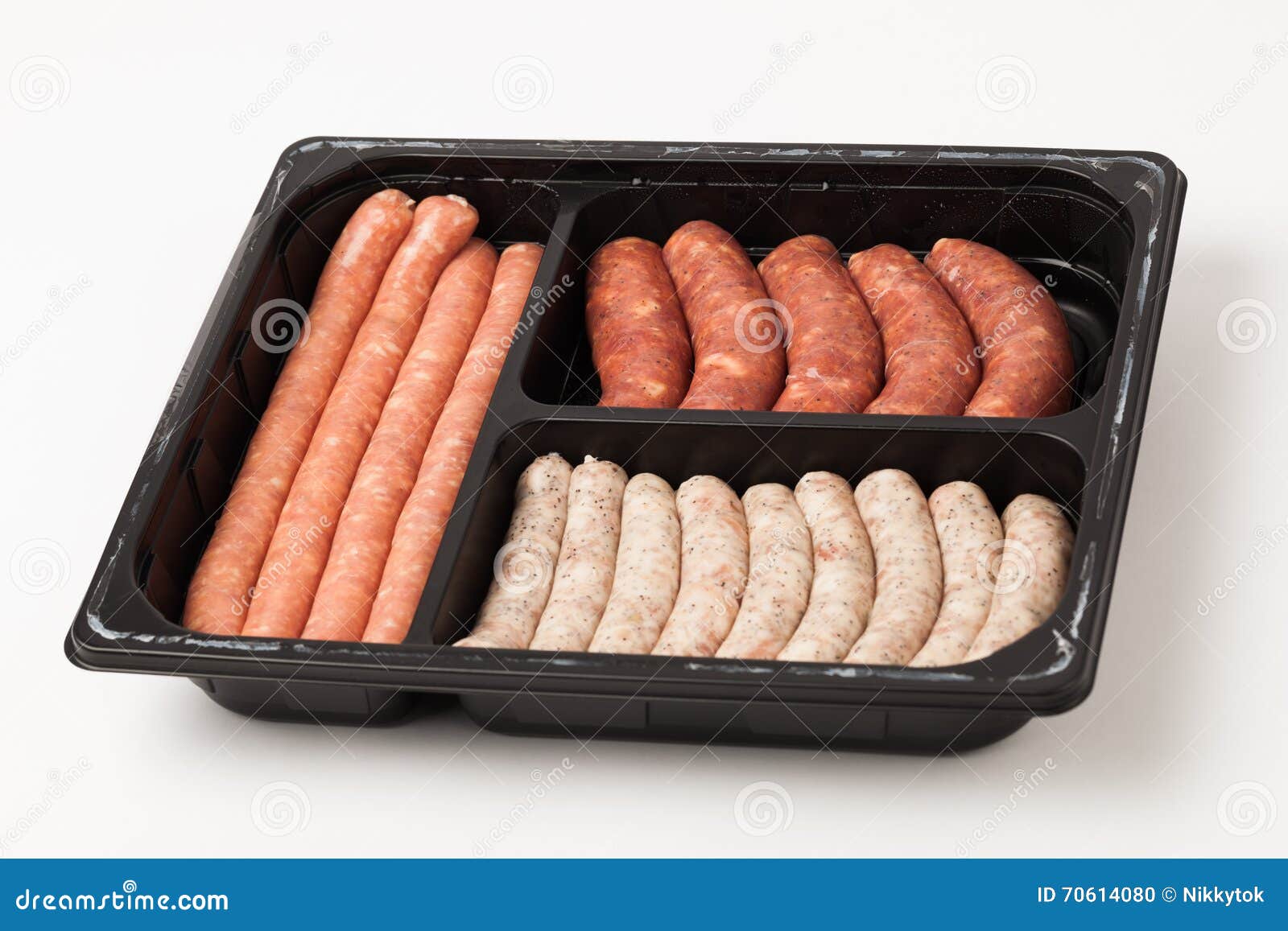 Raw Meat Sausages in the Container Stock Photo - Image of fresh, black ...