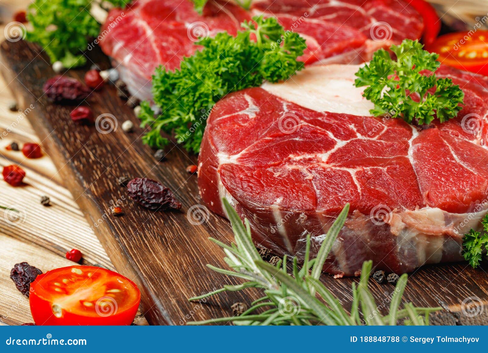 Raw Meat Slice for Grill with Seasoning Stock Photo - Image of chop ...