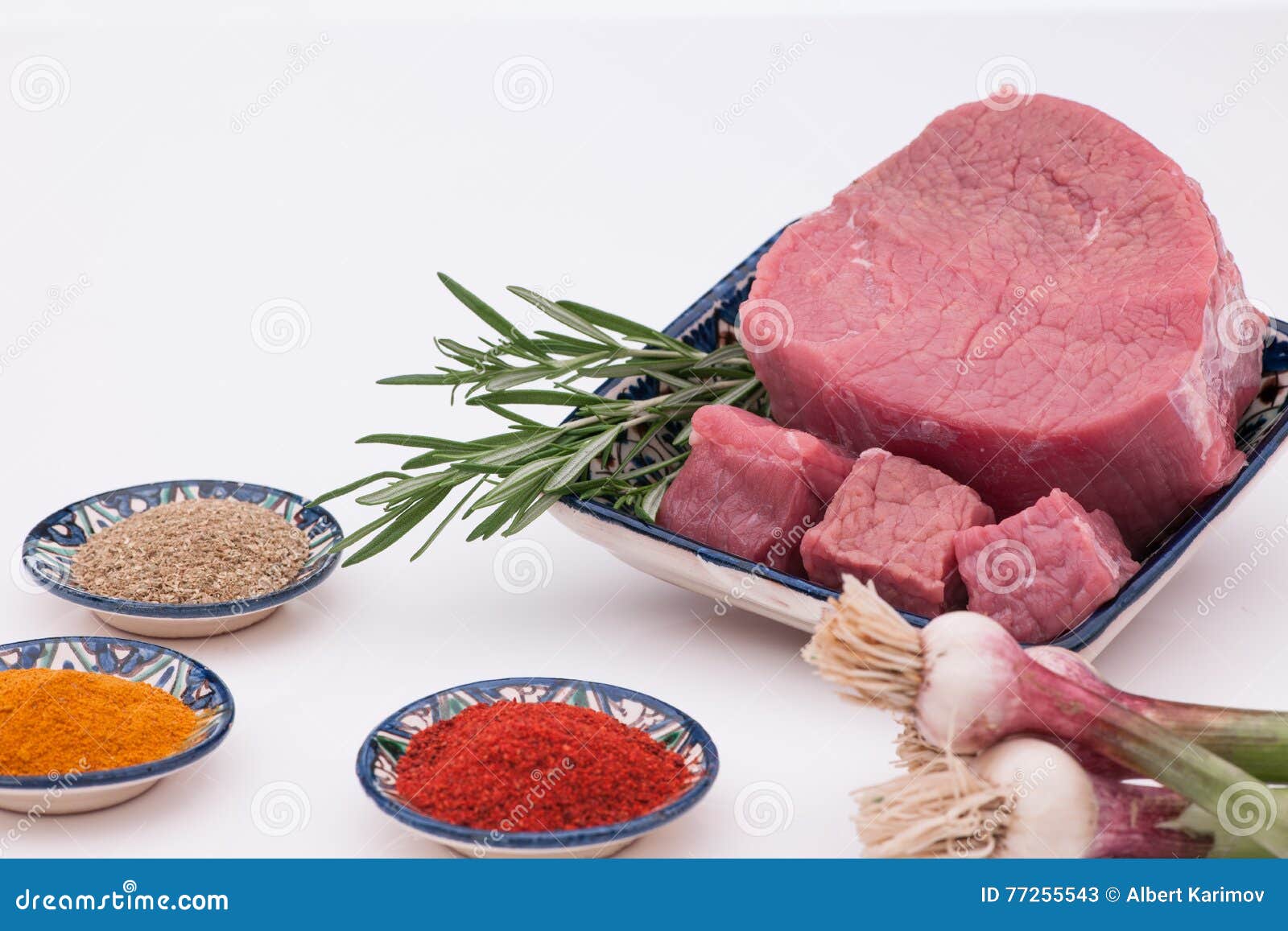 Raw meat with spices stock image. Image of plate, filet - 77255543