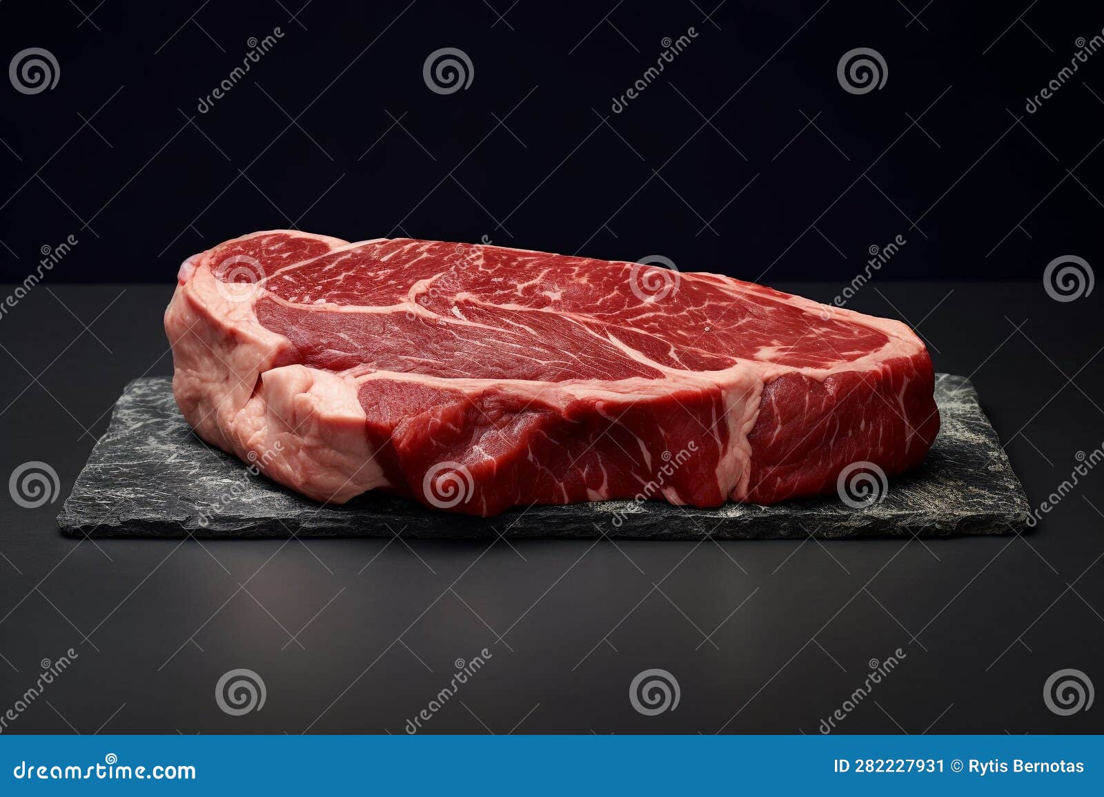 Raw Meat Steak on Black Background. Generative AI Stock Illustration ...