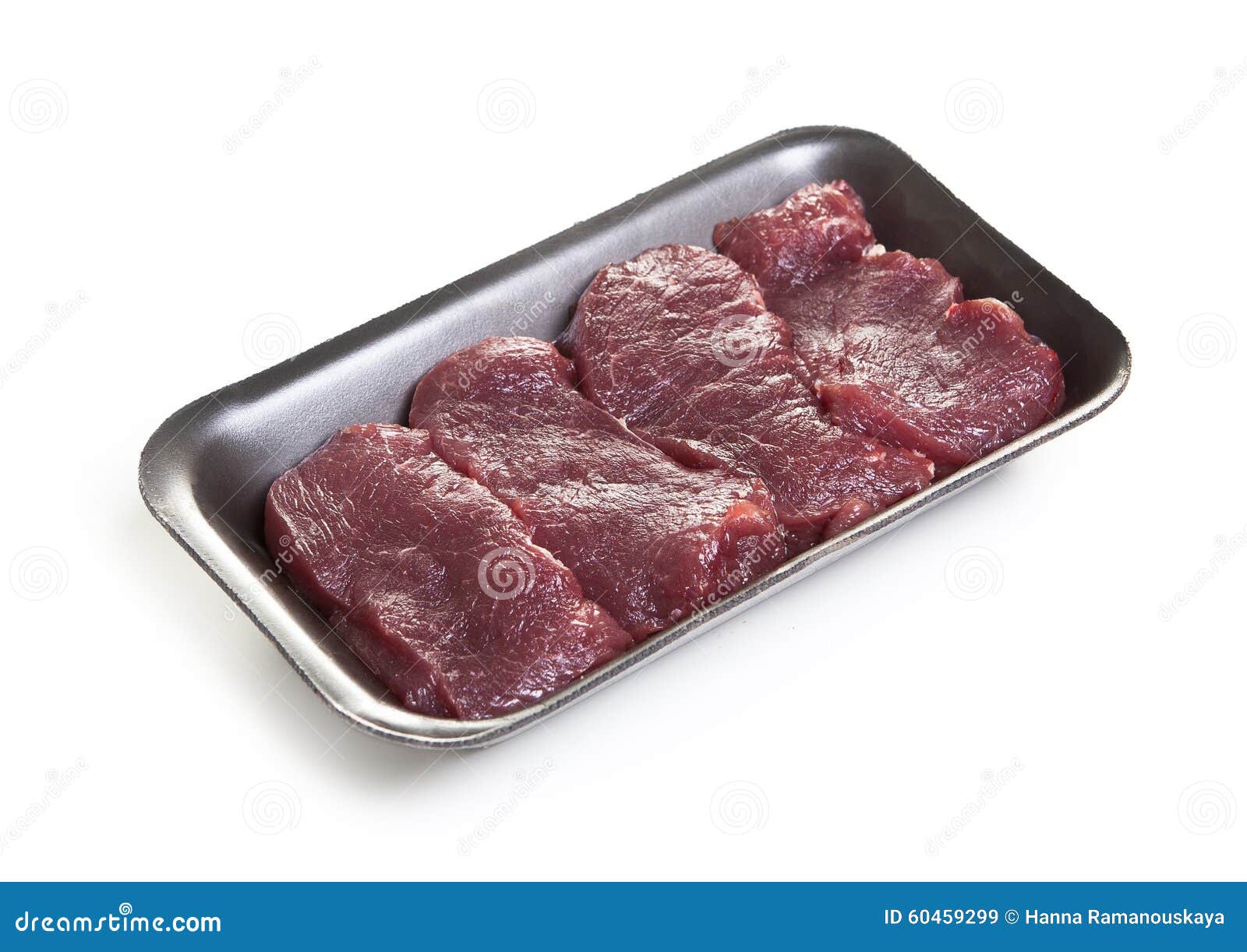 Raw Beef Steaks in the Packageisolated on White Background Stock Image ...