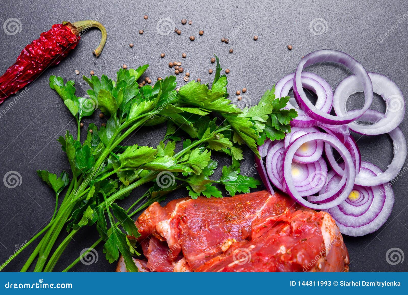 Raw Meat and Vegetable Ingredients Stock Image - Image of fillet ...