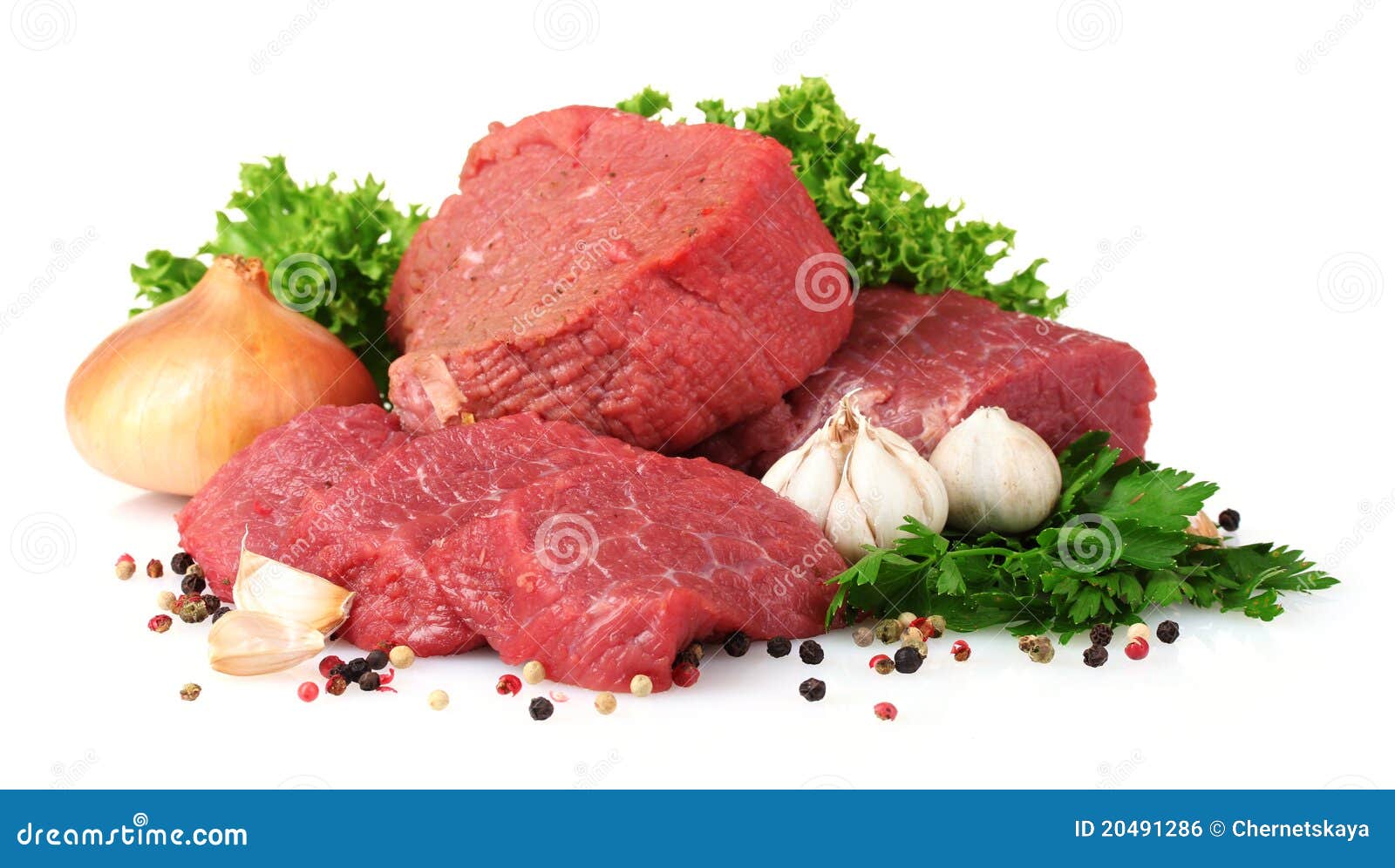Raw Meat, Vegetables and Spices Stock Photo - Image of butchery, beef ...