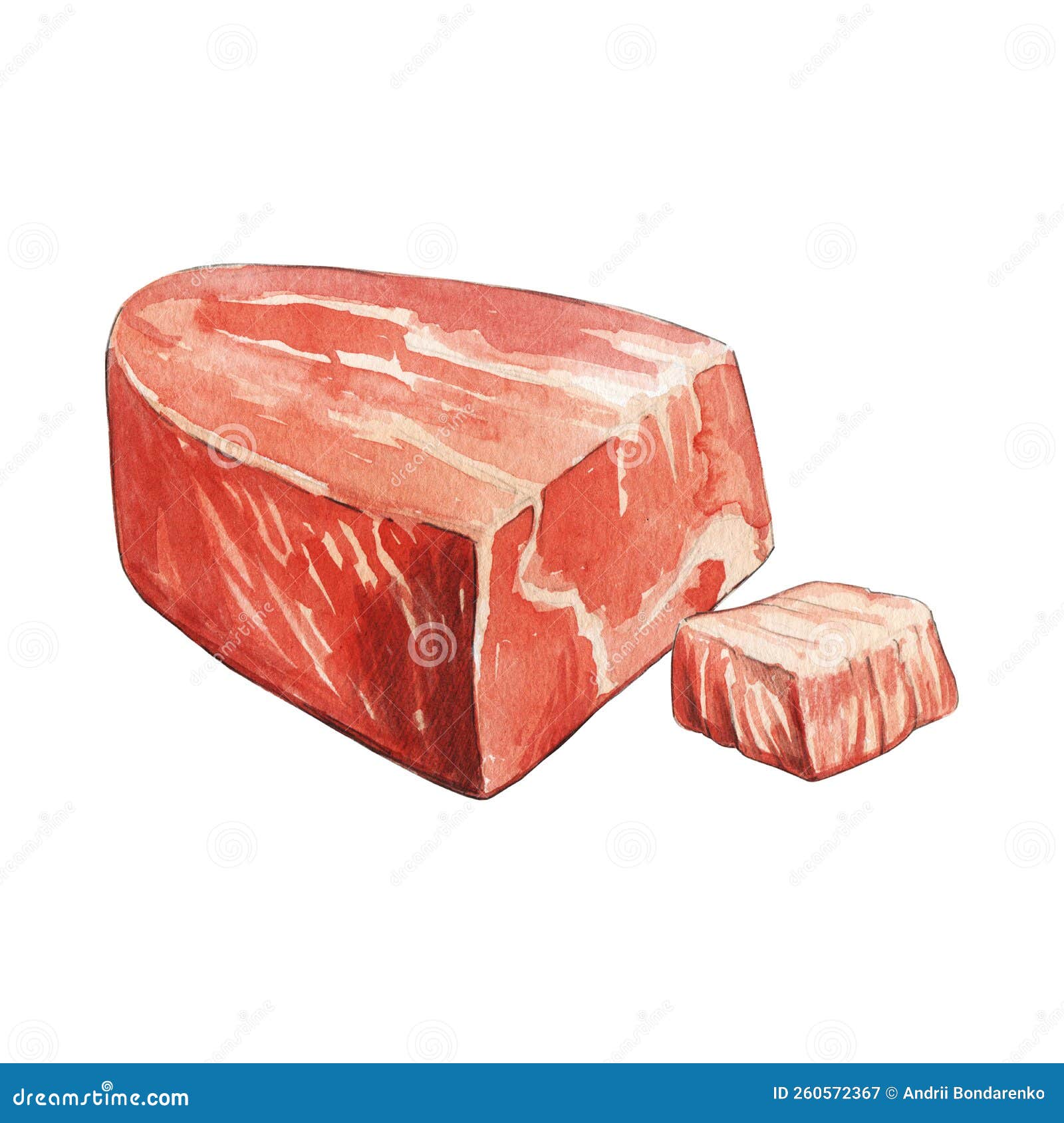 Raw Meat Watercolor Illustration on Black Background Stock Illustration ...