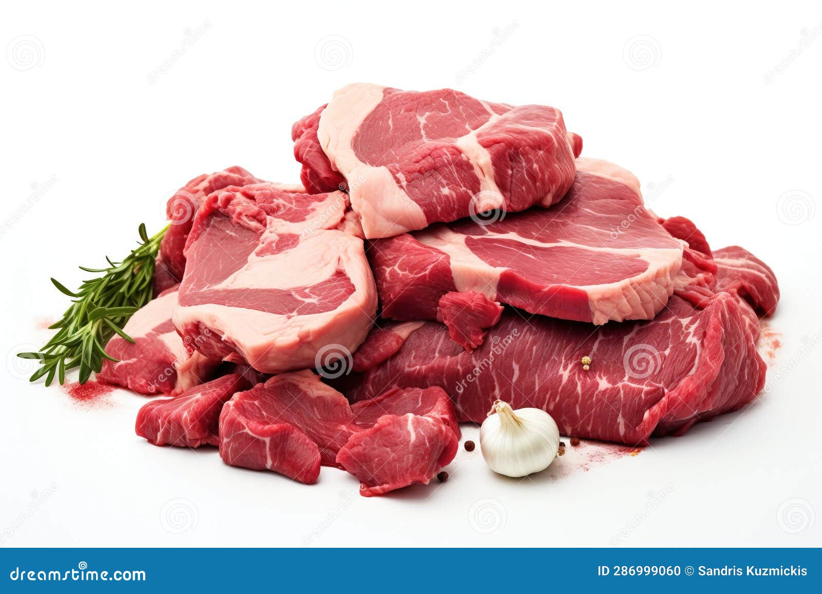 Raw Meat on White Background Stock Illustration - Illustration of white ...