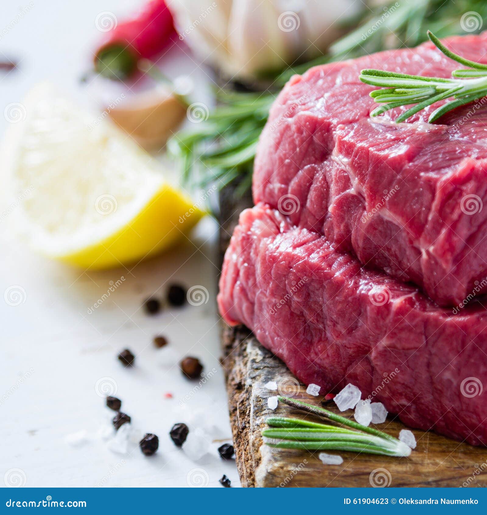 Raw Meat on Wood Background Stock Image - Image of fillet, lemon: 61904623