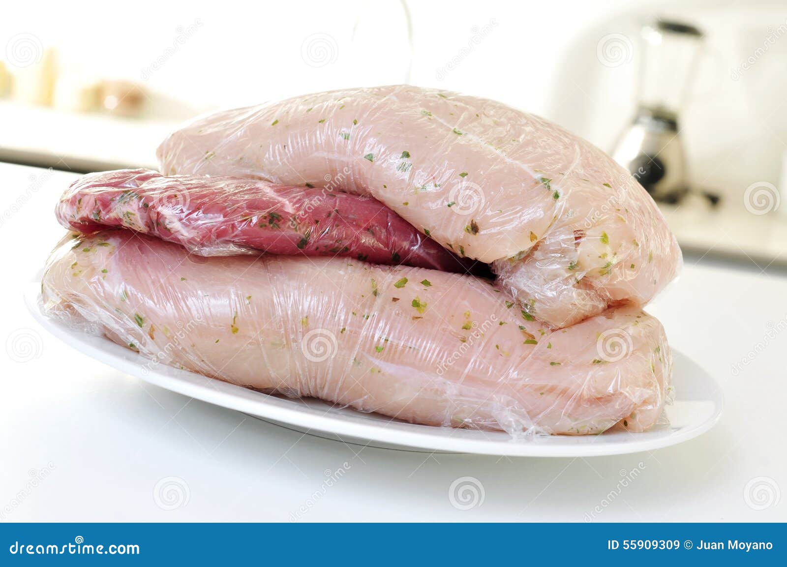 Raw Meat Wrapped in Plastic Stock Image - Image of cookery, culinary ...