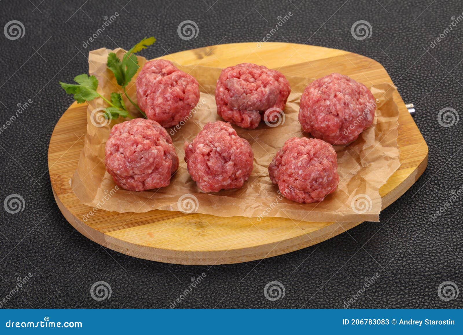 Raw Meatball Over Wooden Background Stock Image - Image of wooden ...