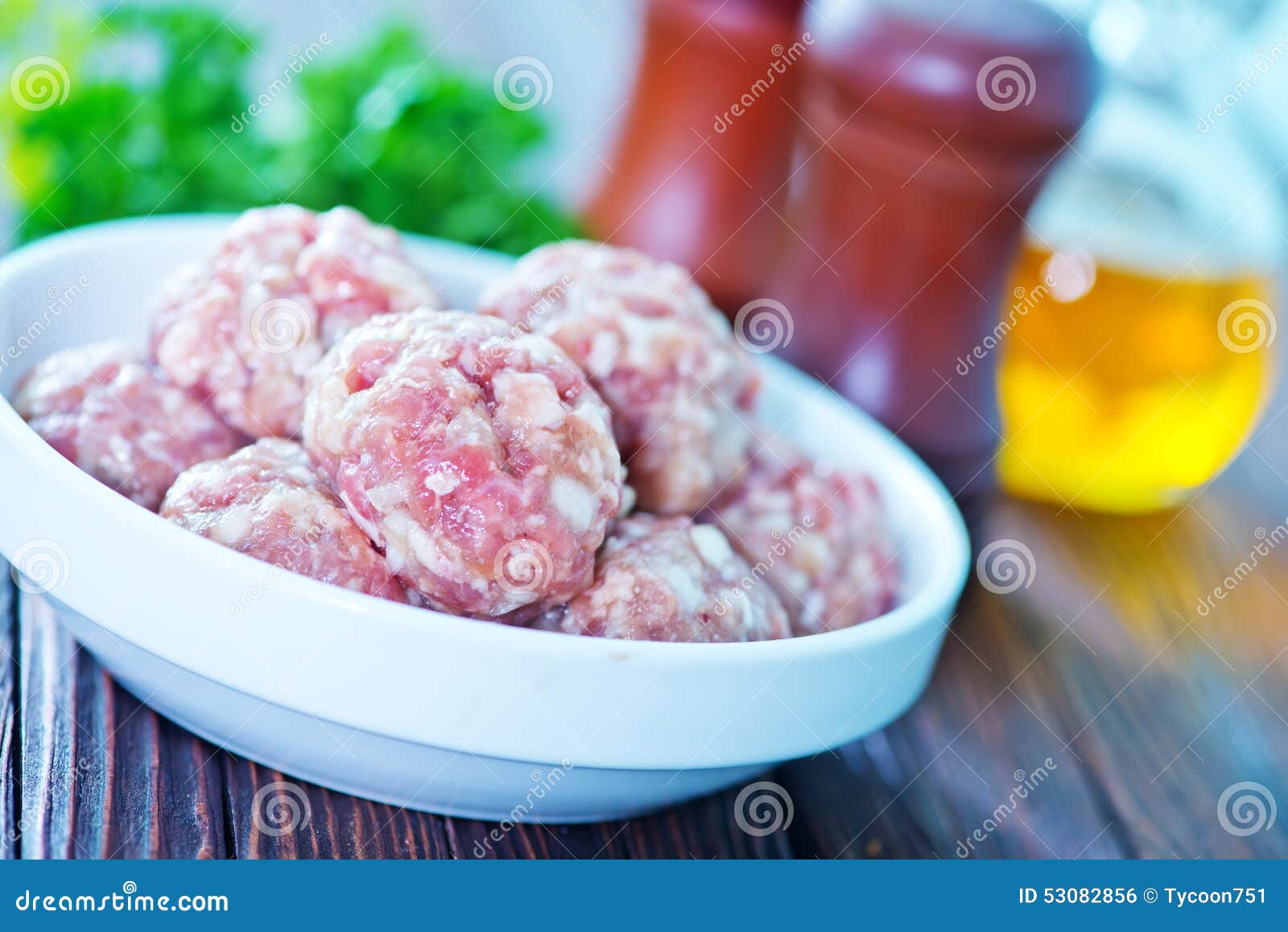 Raw meatballs stock photo. Image of lunch, garlic, cooking - 53082856