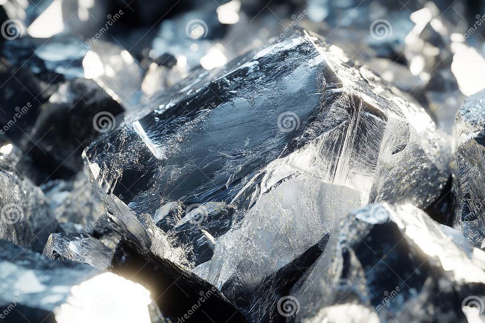 Raw Metallic Lithium Ore with Reflective Surfaces. Generative AI. Stock ...