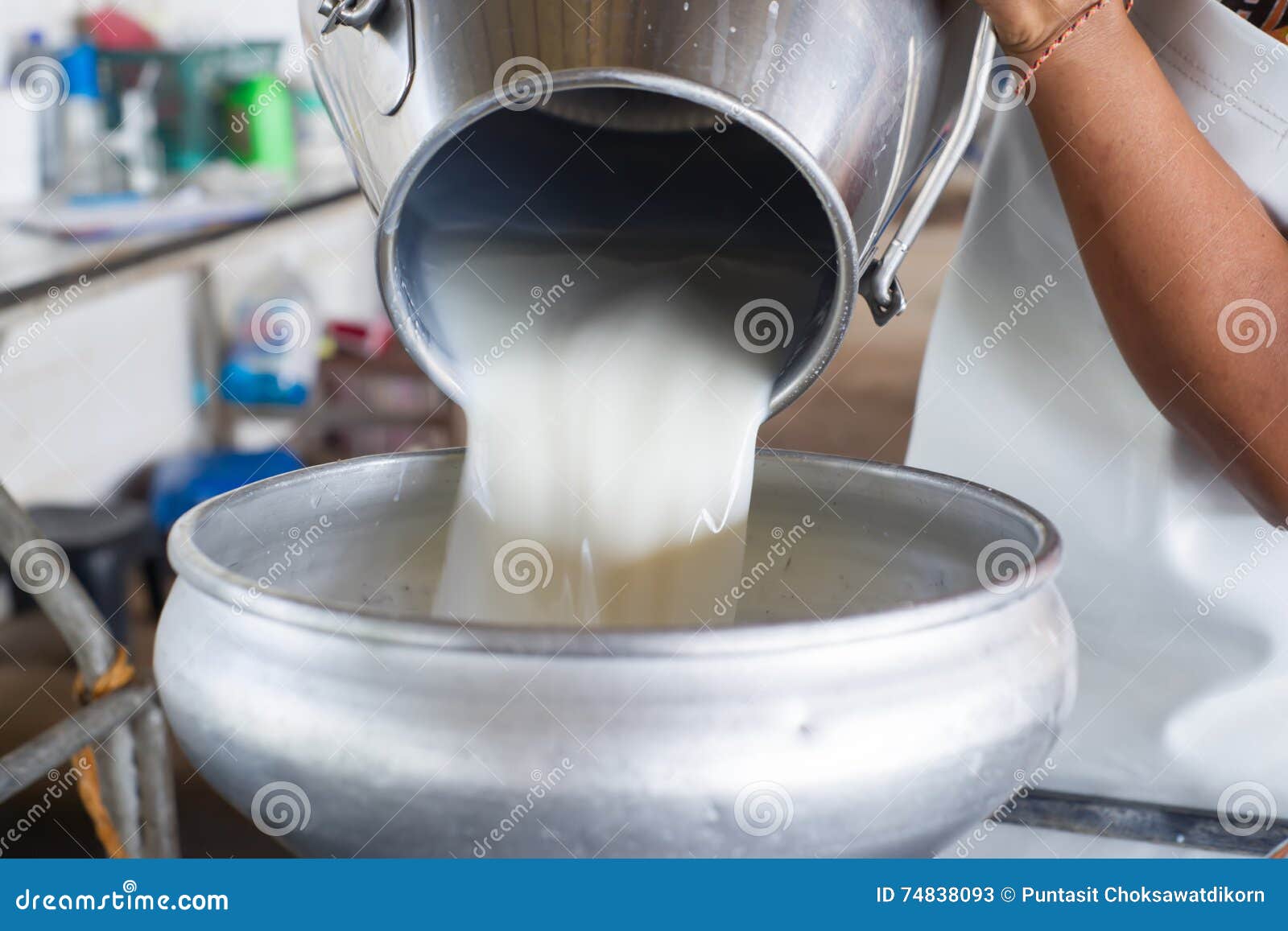 Raw milk stock image. Image of dairy, husbandry, worker - 74838093