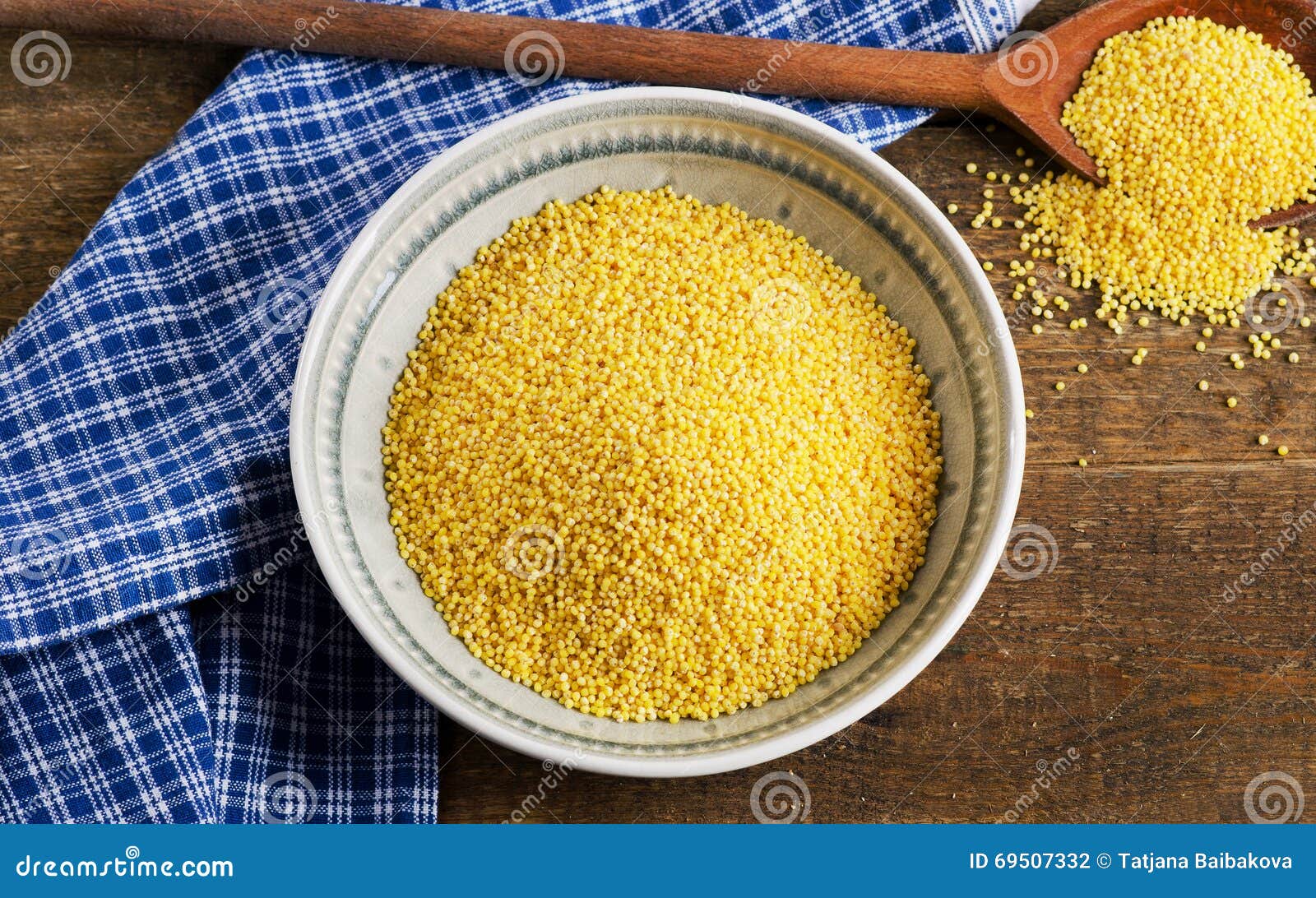 Raw Millet in bowl. stock photo. Image of corn, millet - 69507332