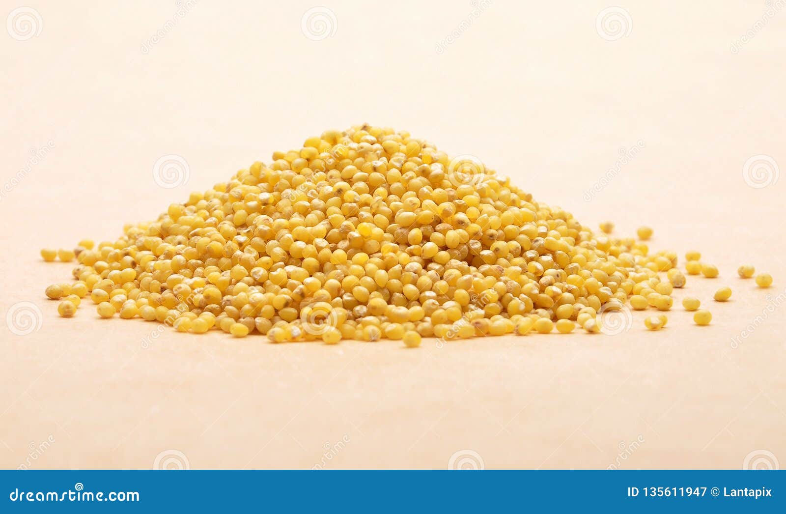 Raw Millet on Brown Background Stock Image - Image of seed, millet ...