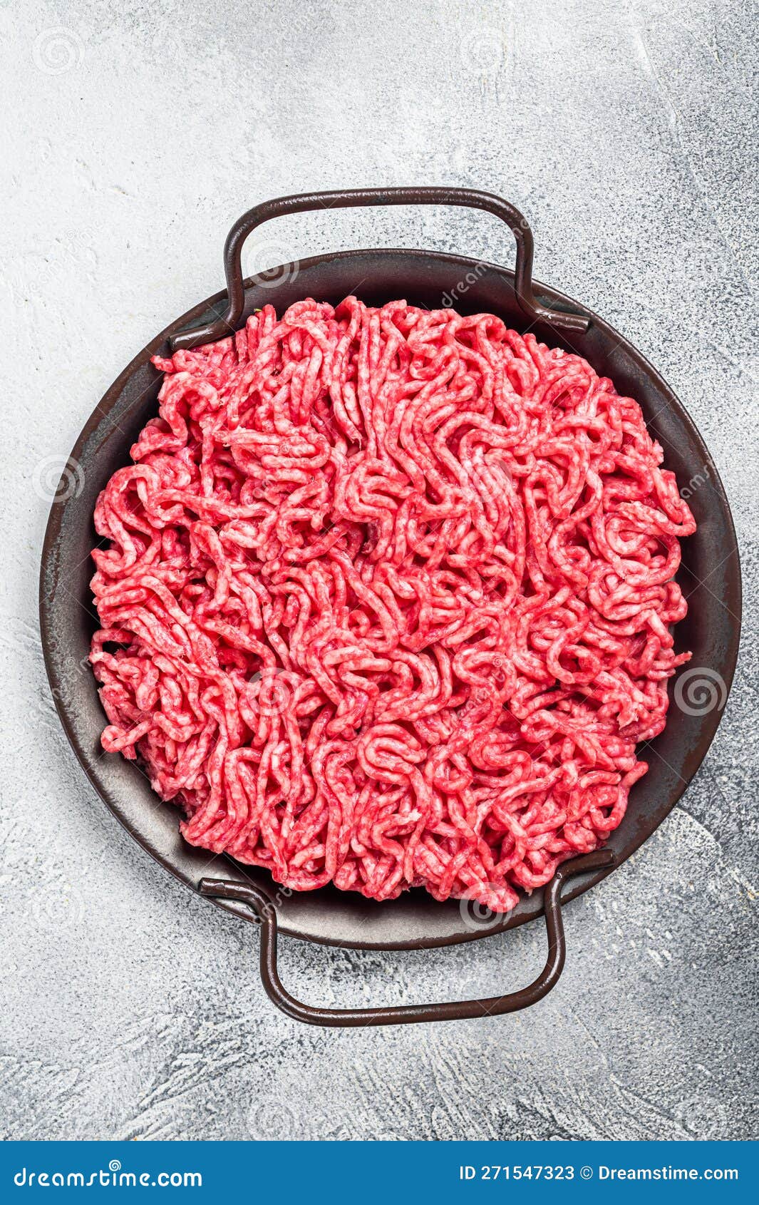 Raw Mince Ground Meat in a Kitchen Tray. White Background Stock Image ...