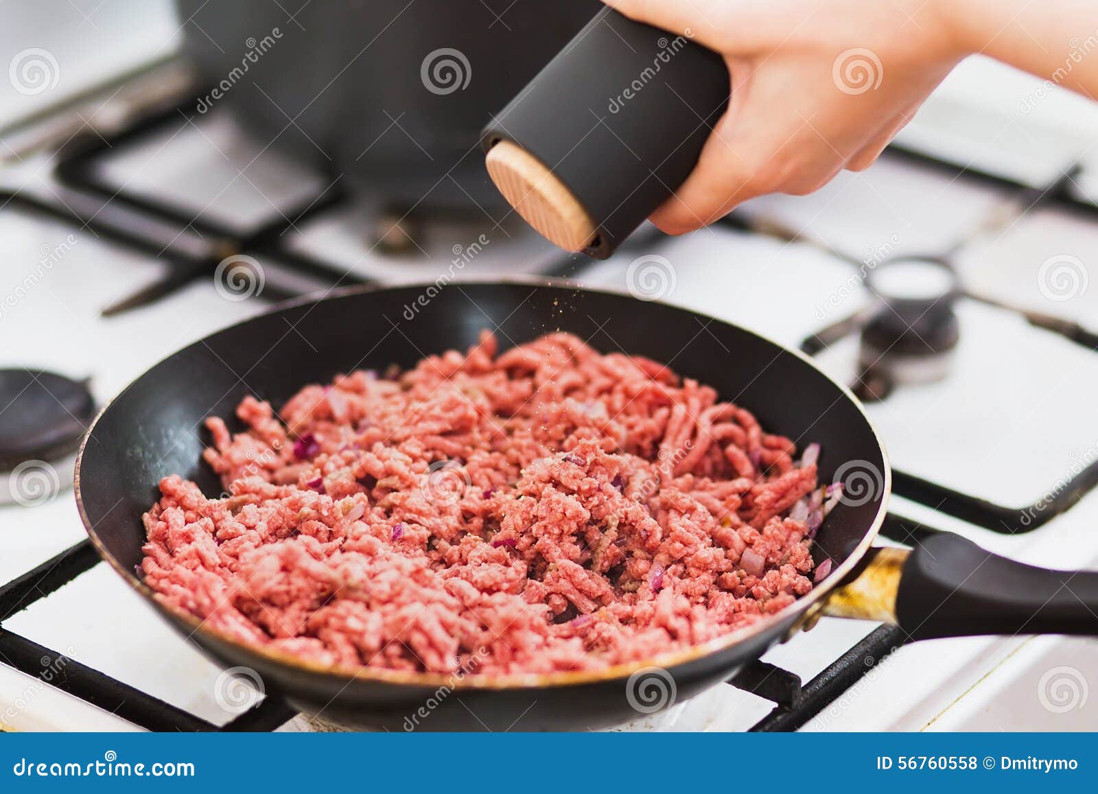 Raw mince roast in a pan stock photo. Image of background - 56760558