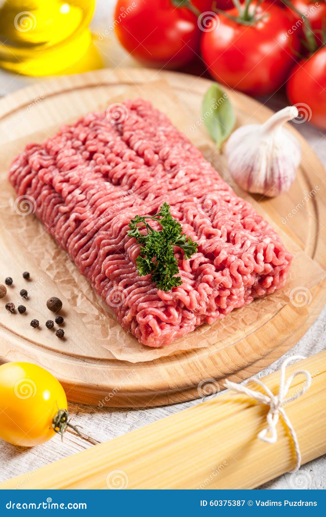 Raw minced beef stock image. Image of vegetables, board - 60375387