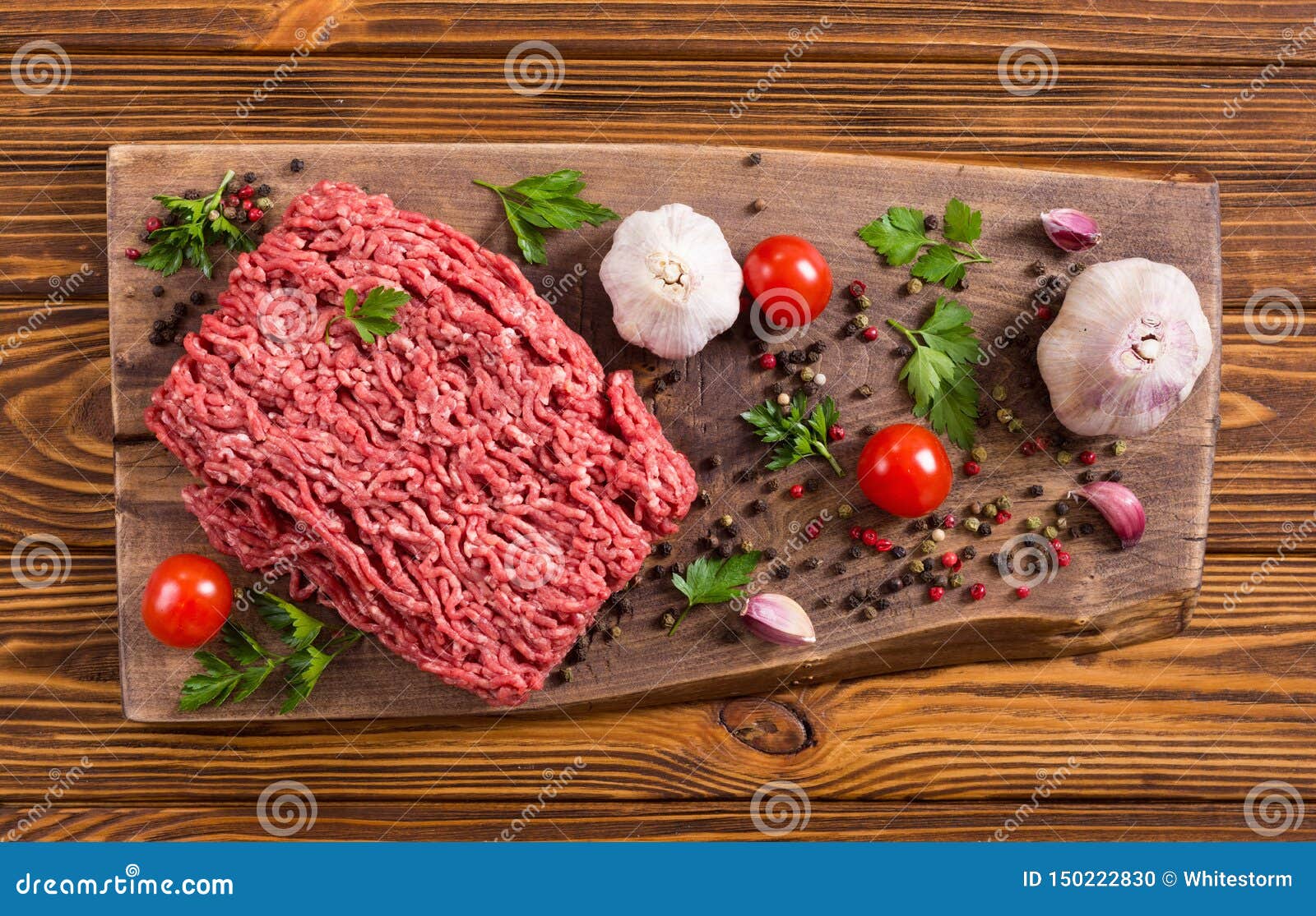 Raw Minced Beef Meat with Spices and Herbs Stock Photo - Image of ...