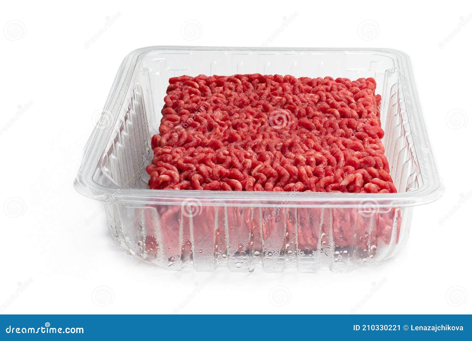 Raw Minced Beef in Plastic Pack Isolated on White Stock Image - Image ...