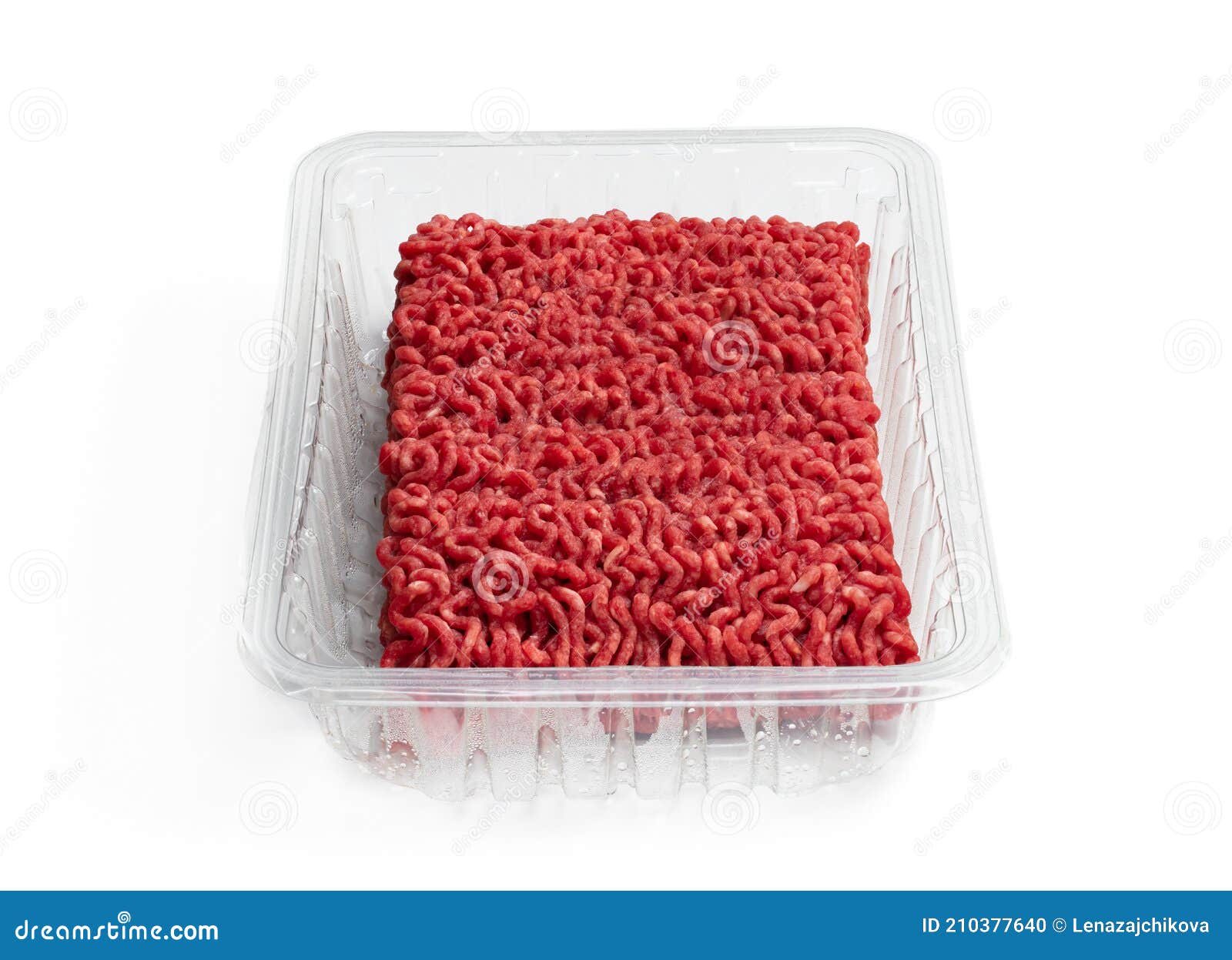 Raw Minced Beef in Plastic Pack Isolated on White Stock Photo - Image ...
