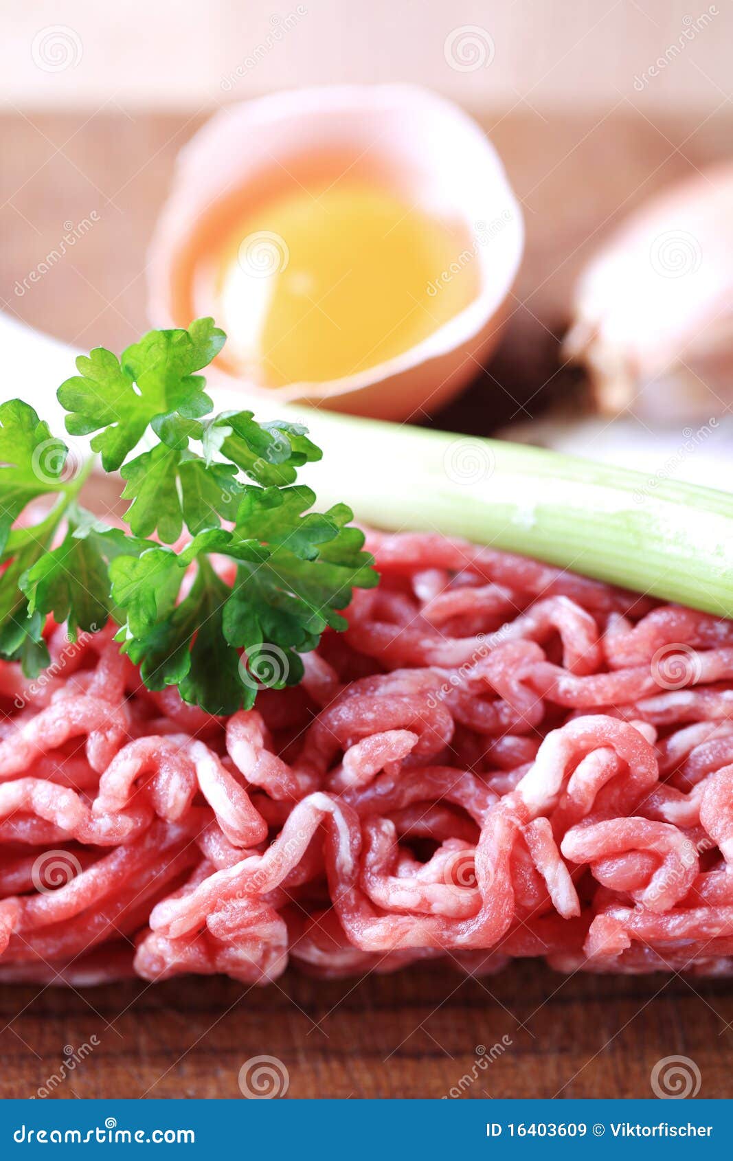 Raw minced meat stock image. Image of leek, yolk, food - 16403609